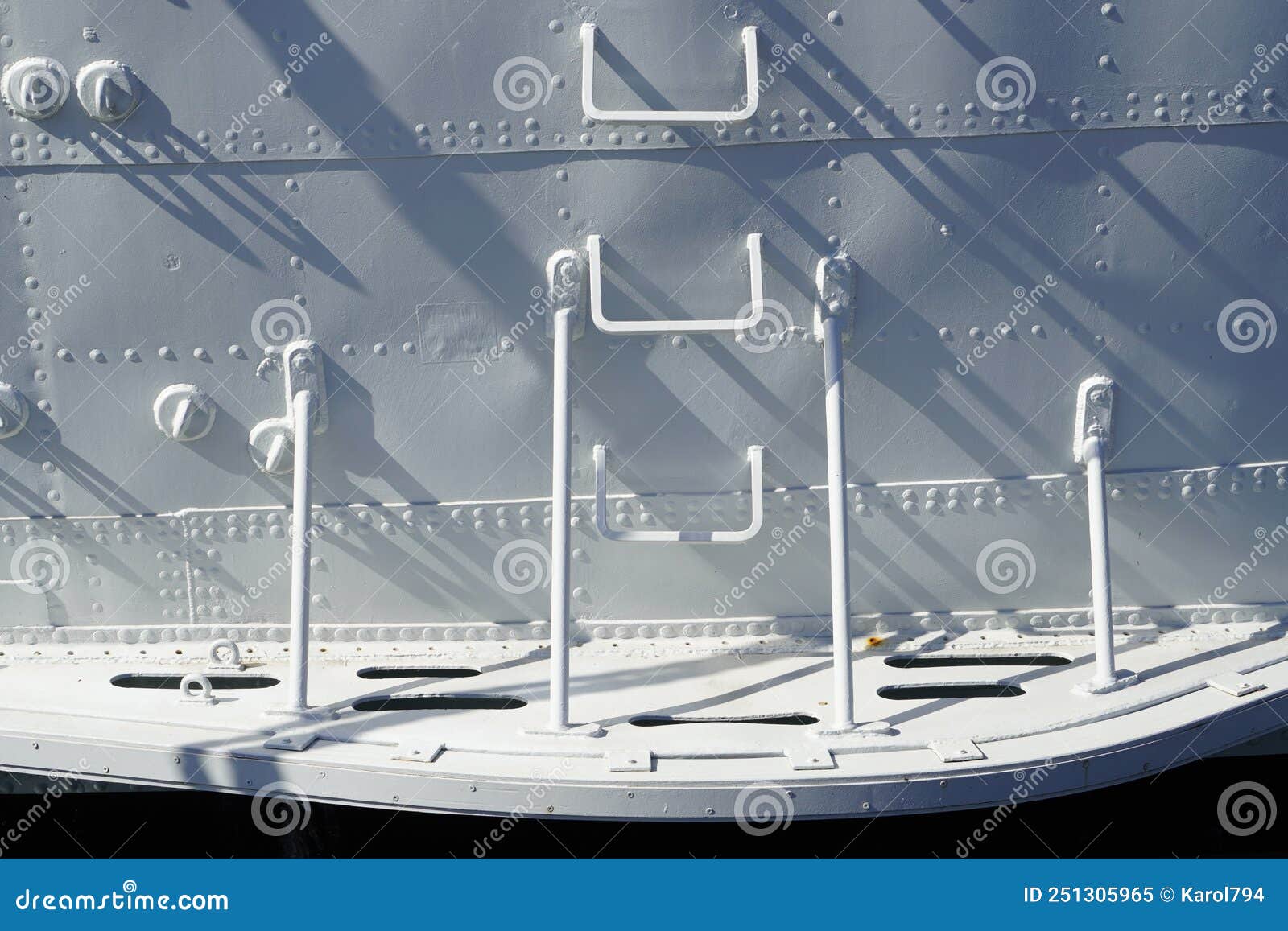 Metal Ladder Bumper and Rivets of an Old Battleship Stock Image - Image ...