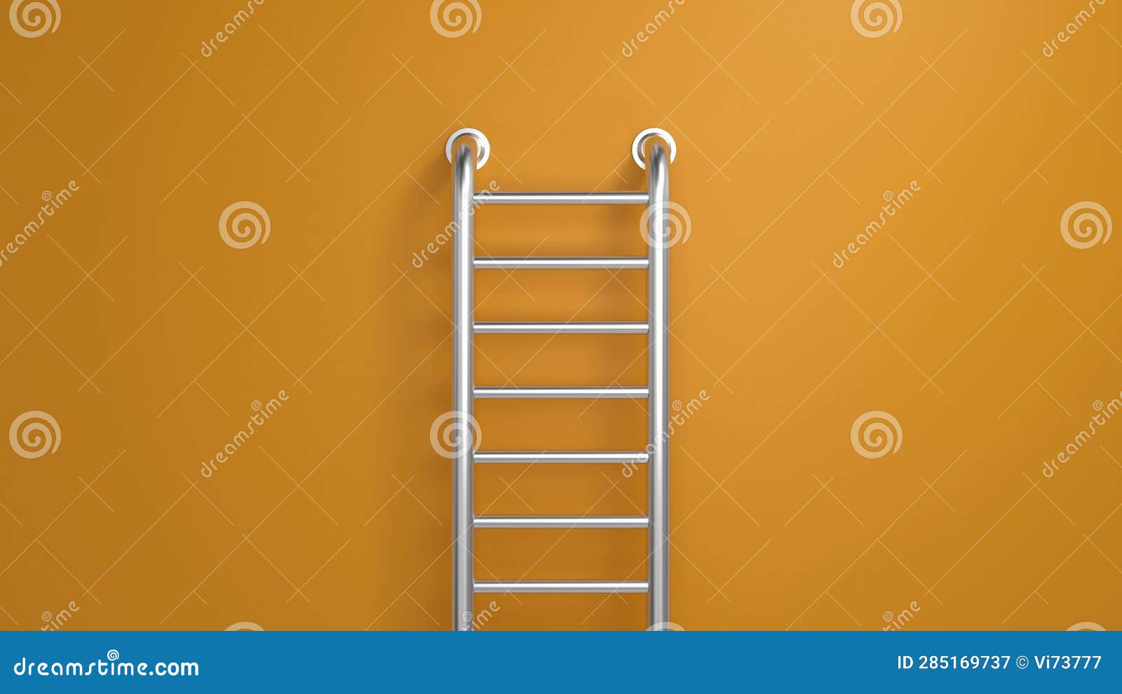 Metal Ladder on Yellow Background. 3D Rendering. Stock Illustration ...
