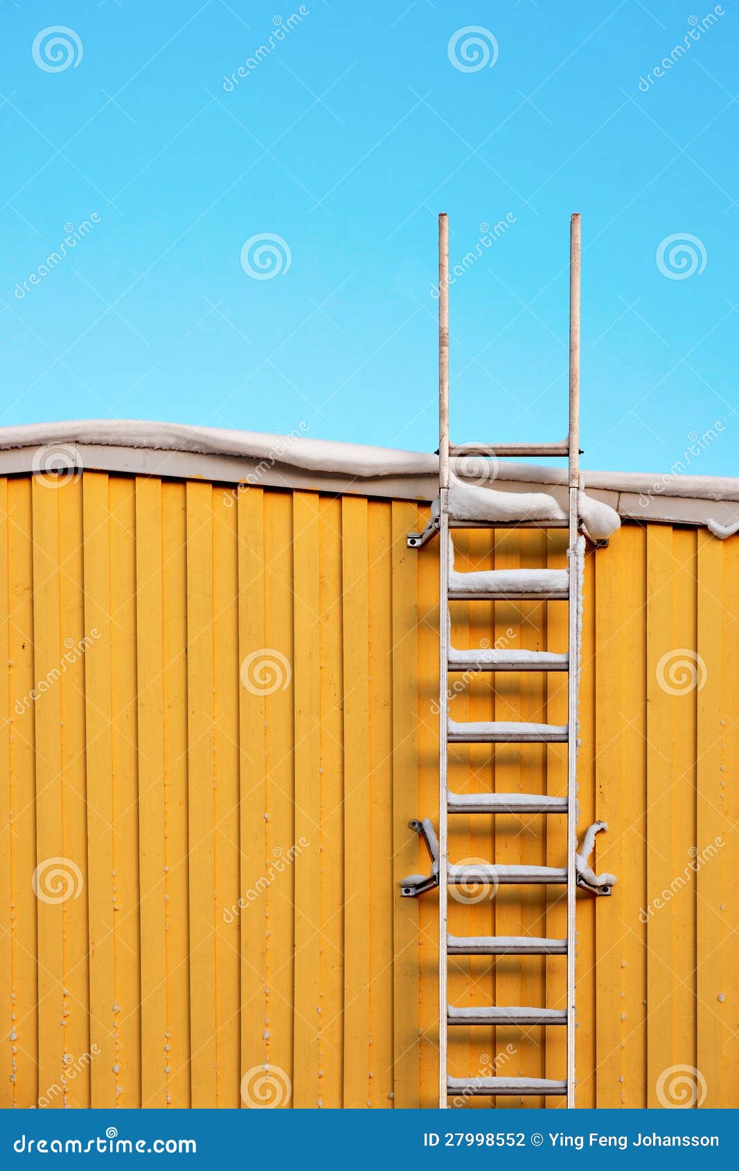 Metal Ladder on Yellow Wall Stock Photo - Image of building, facade ...