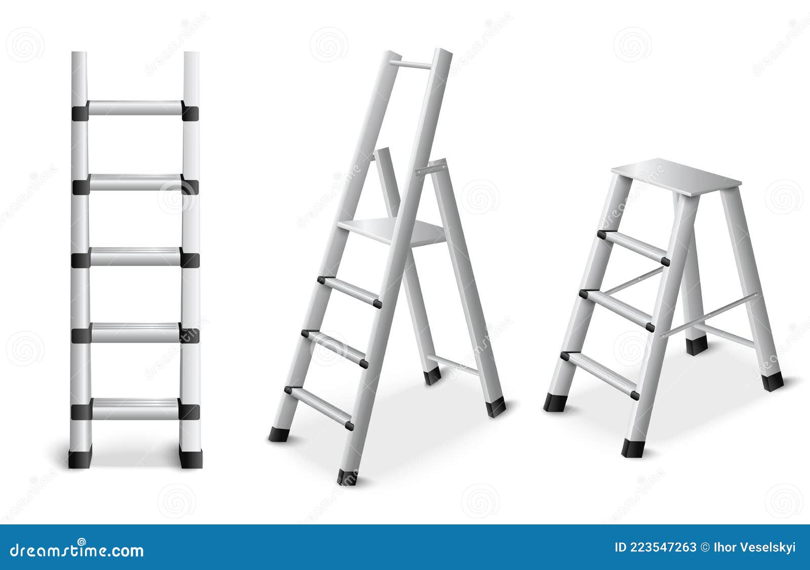 Metal Ladders Realistic Set Stock Vector - Illustration of home ...