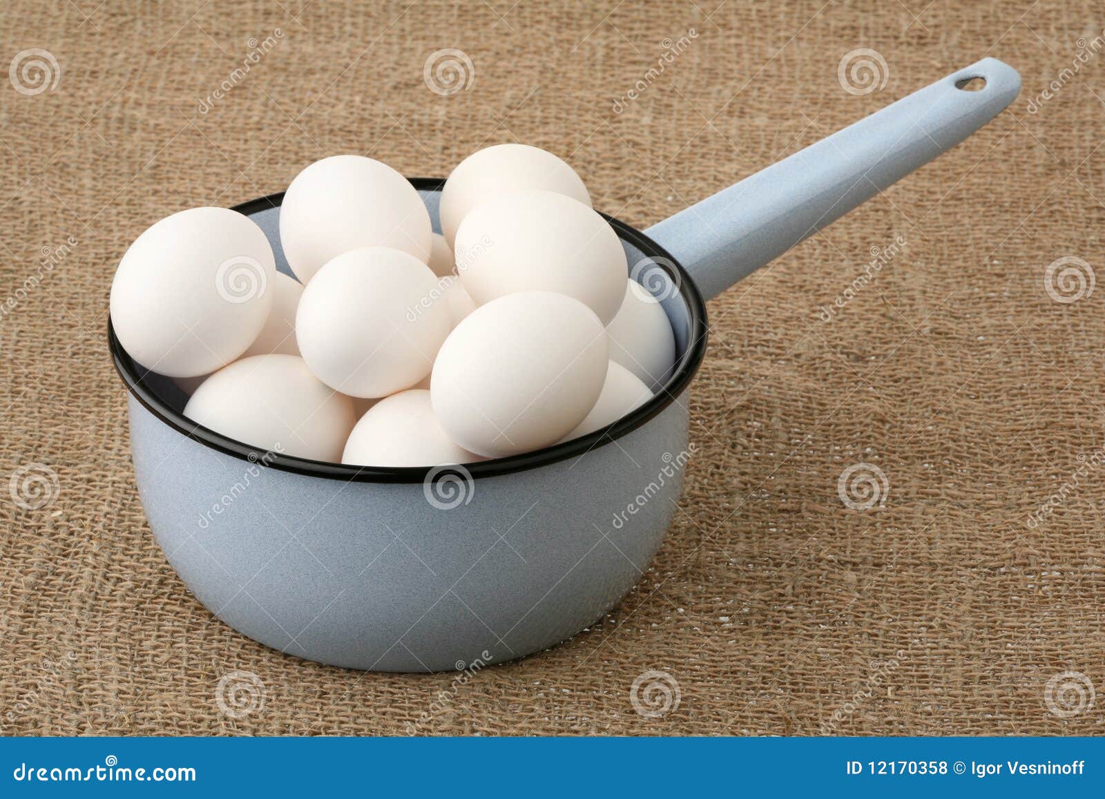 Metal ladle with eggs stock photo. Image of sacking, handle - 12170358