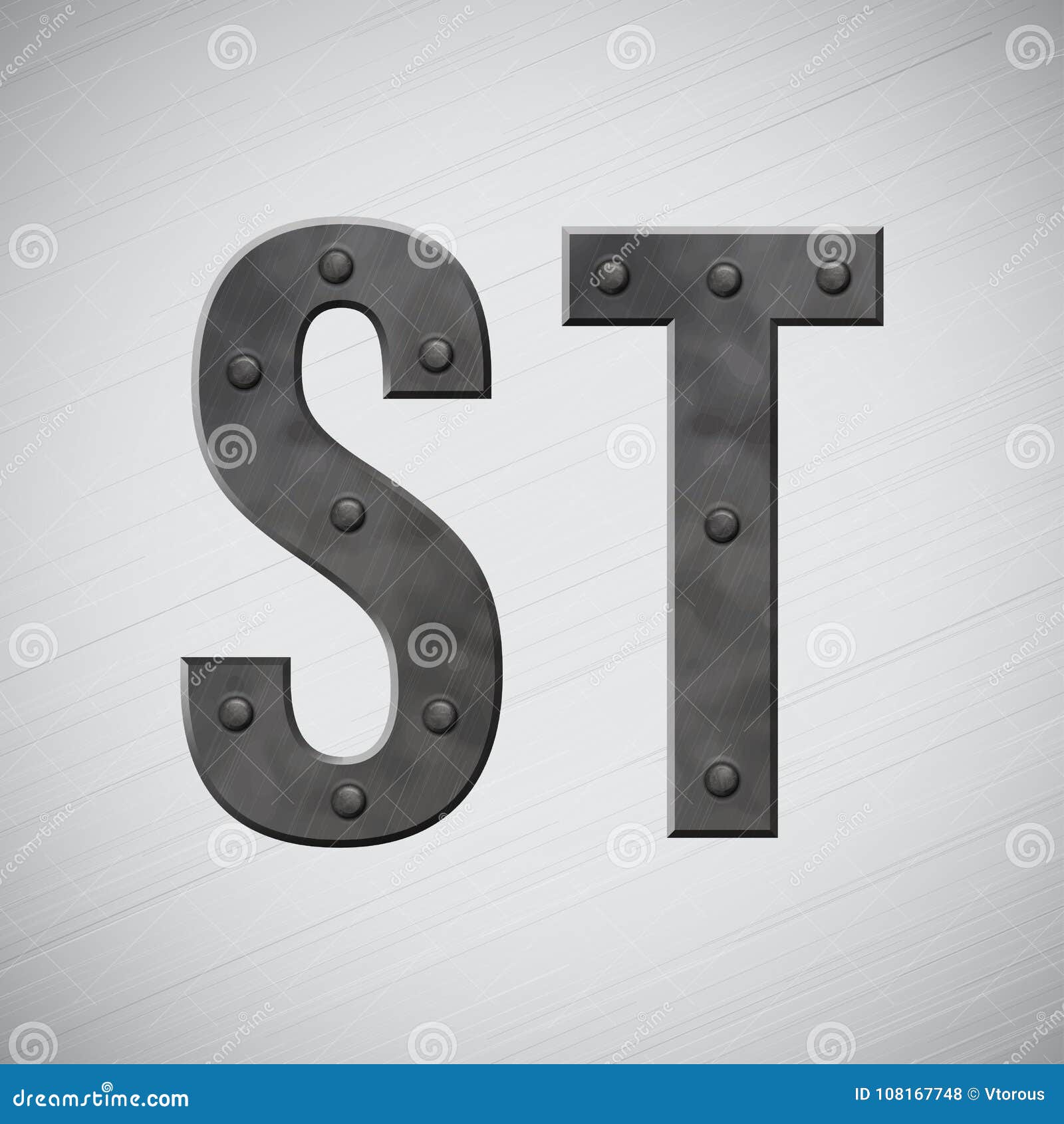 Metal letras ilustração do vetor. Ilustração de industrial - 108167748