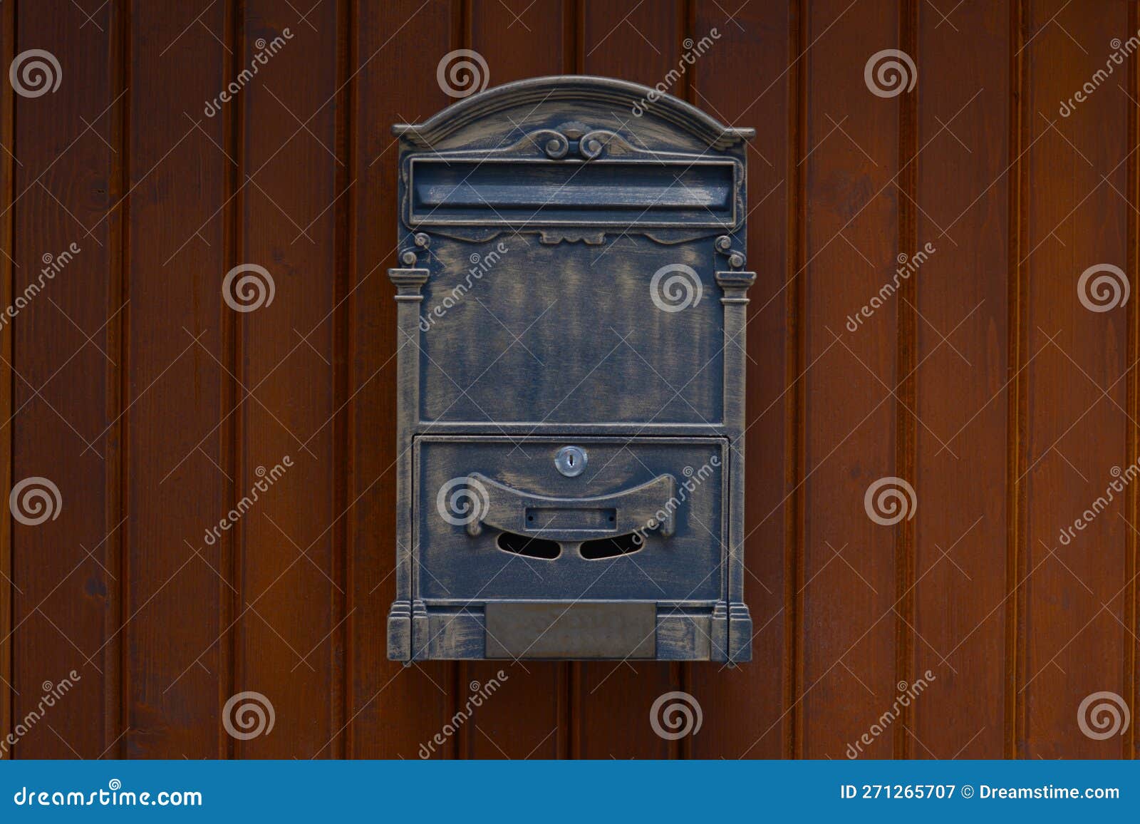 Metal Letter Box on Wooden Wall Outdoors Stock Image - Image of color ...