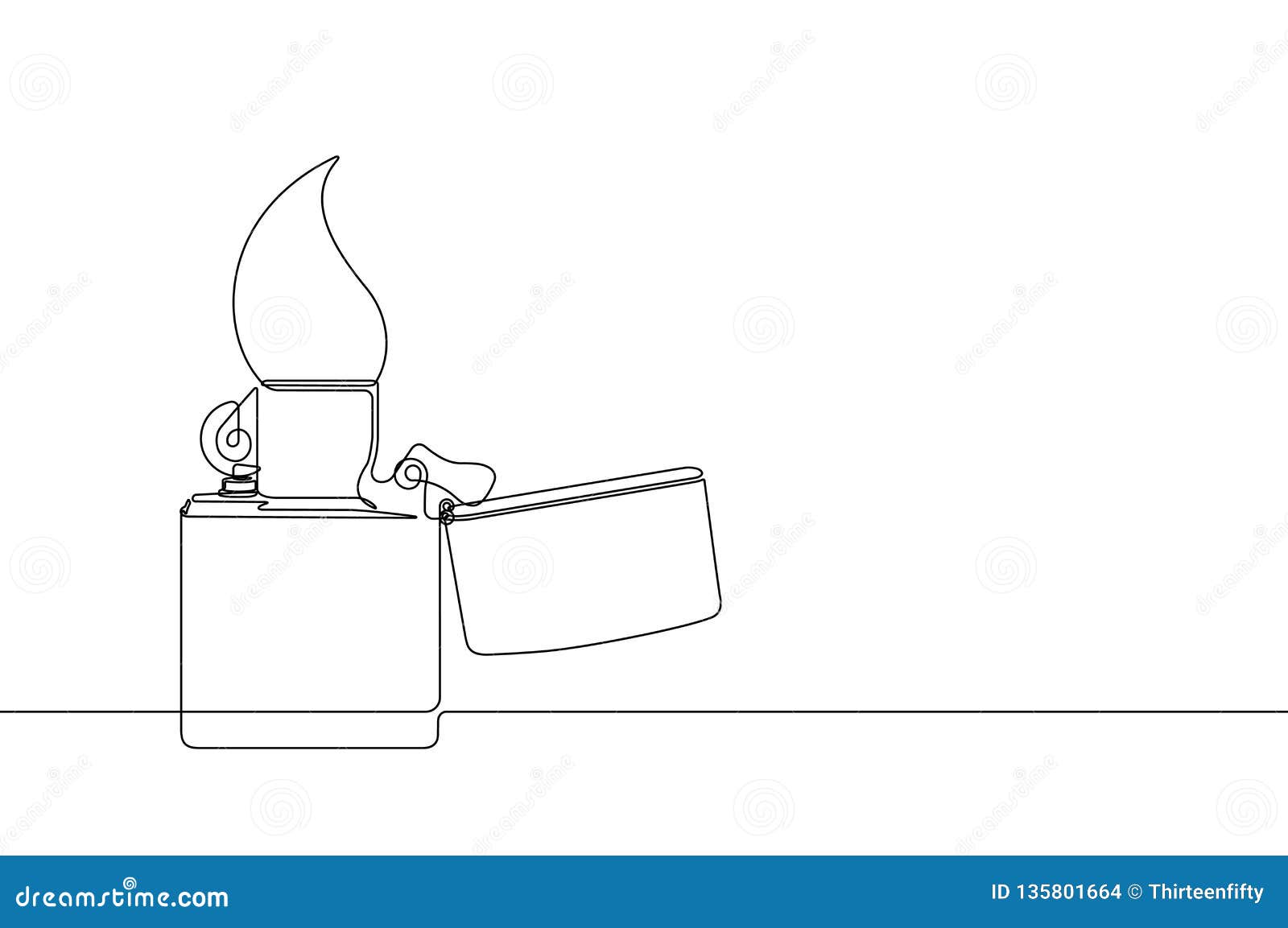 Metal Lighter Continuous Line Vector Illustration Stock Vector ...