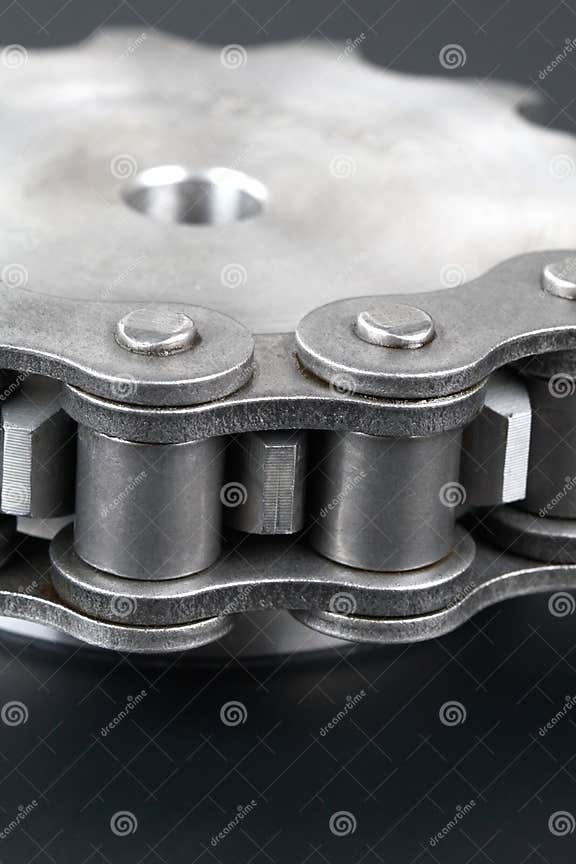 Metal Link Chain and Cogwheel Stock Image - Image of rotate, precision ...