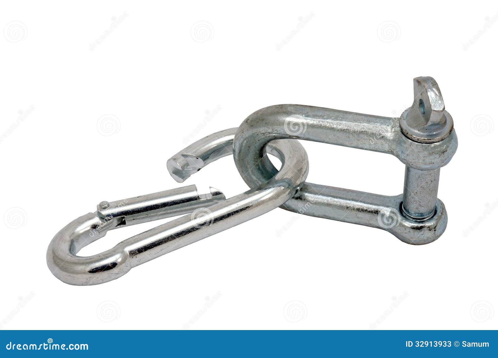 Metal link, shackle stock image. Image of carabiner, safety - 32913933
