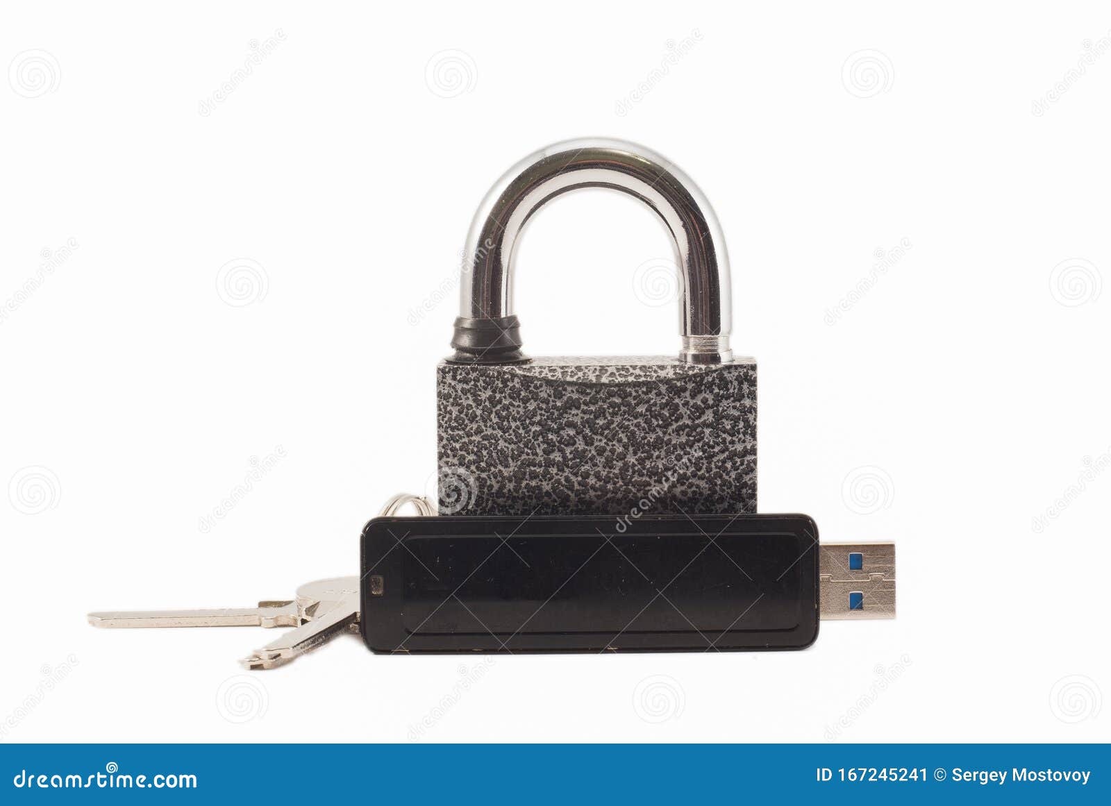 Metal Lock, Hard Drive and Flash Drive. Security Stock Image - Image of ...