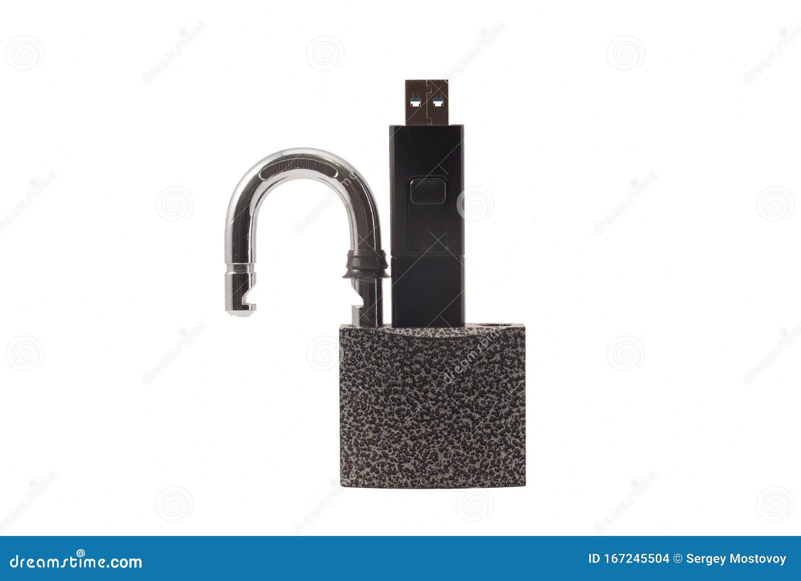 Metal Lock, Hard Drive and Flash Drive. Security Stock Photo - Image of ...