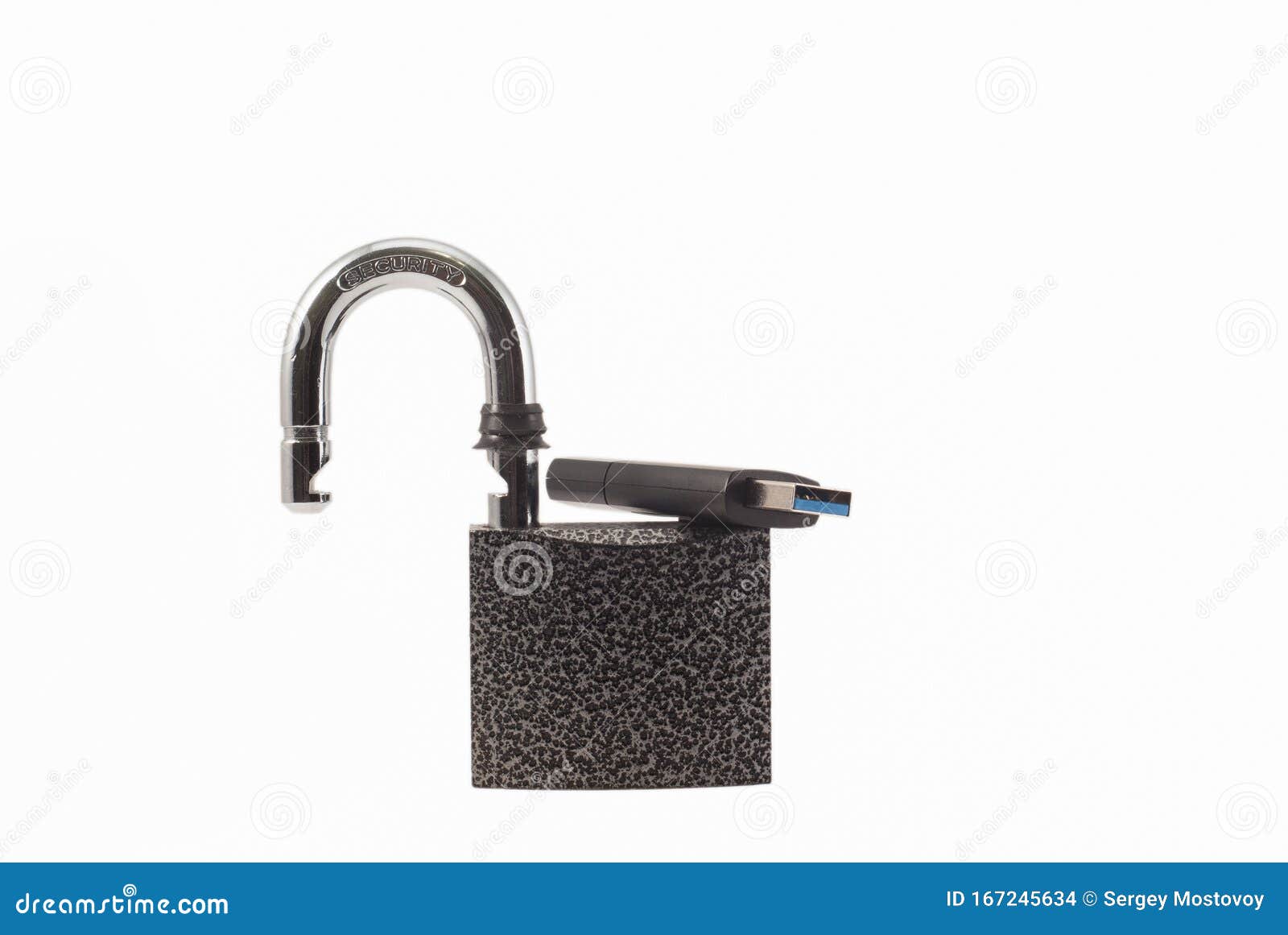 Metal Lock, Hard Drive and Flash Drive. Security Stock Photo - Image of ...