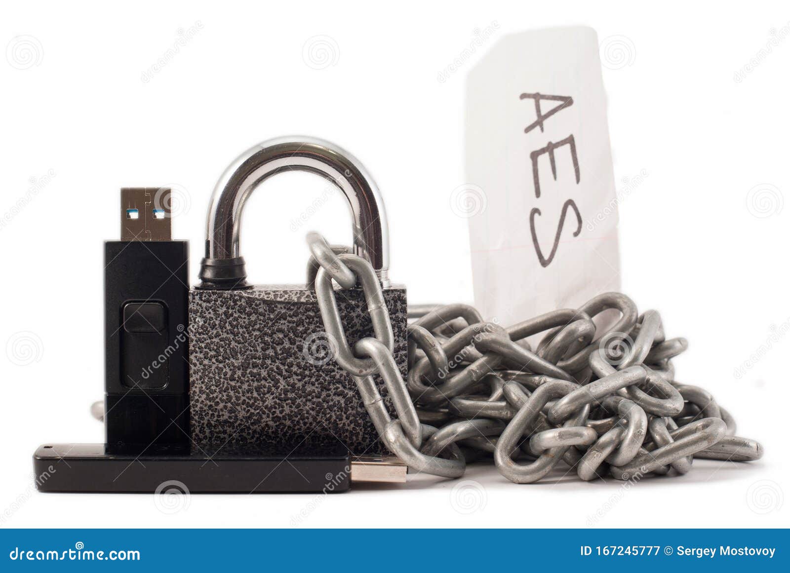 Metal Lock, Hard Drive and Flash Drive. Security Stock Image - Image of ...