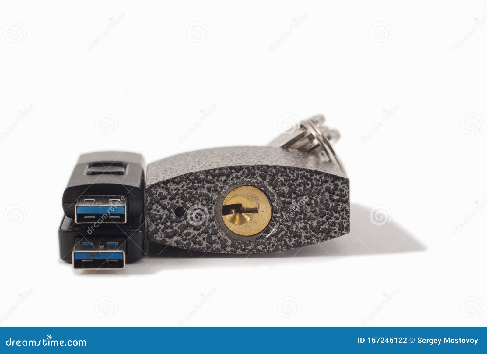 Metal Lock, Hard Drive and Flash Drive. Security Stock Photo - Image of ...