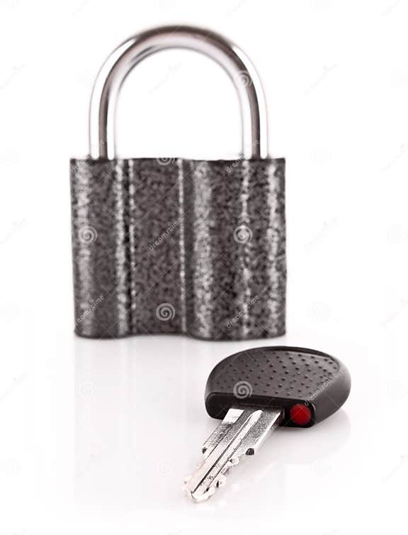 Metal Lock and Key Isolated Stock Photo - Image of shining, objects ...
