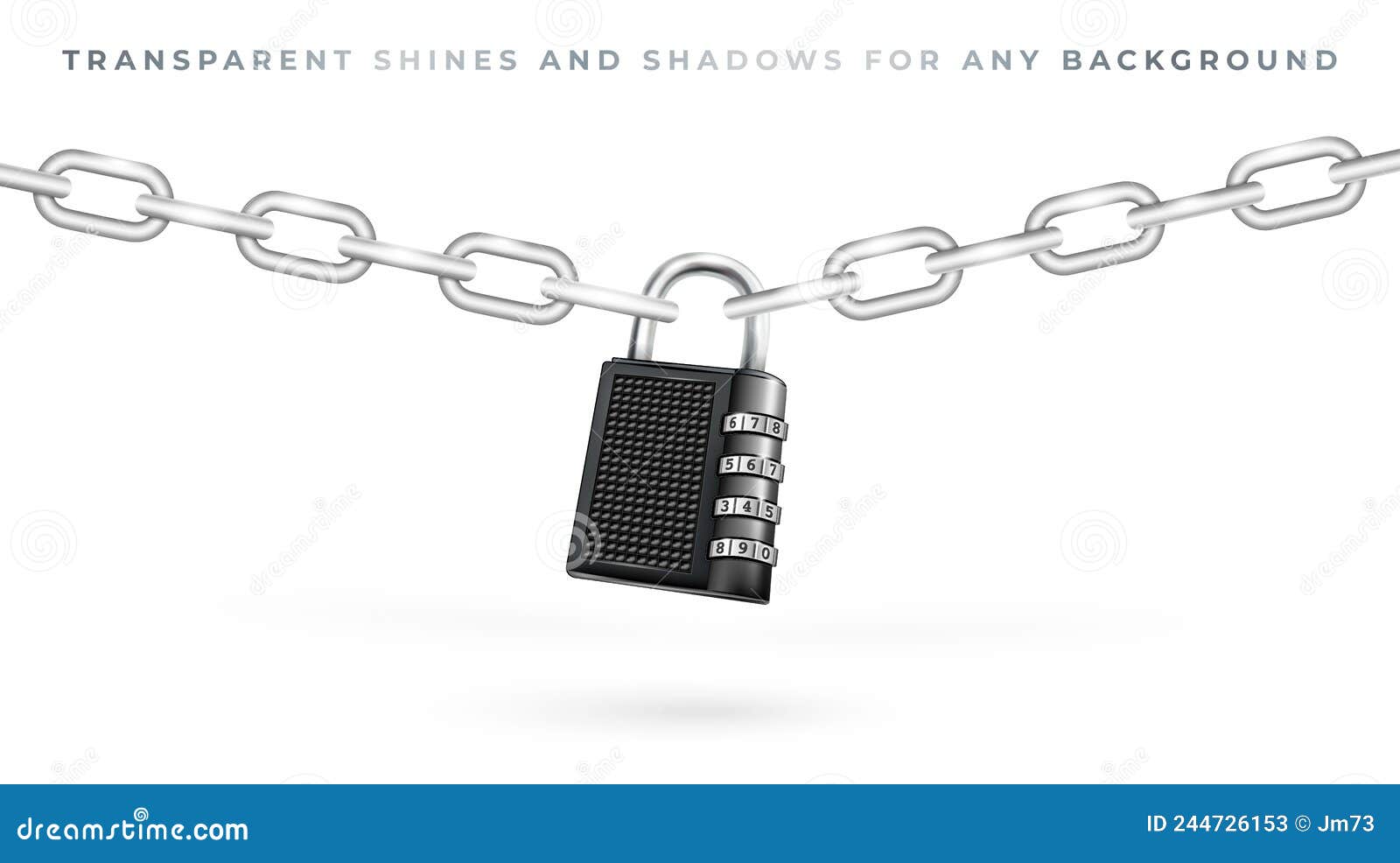 Metal Lock with Numeric Code on Steel Chain Stock Vector - Illustration ...