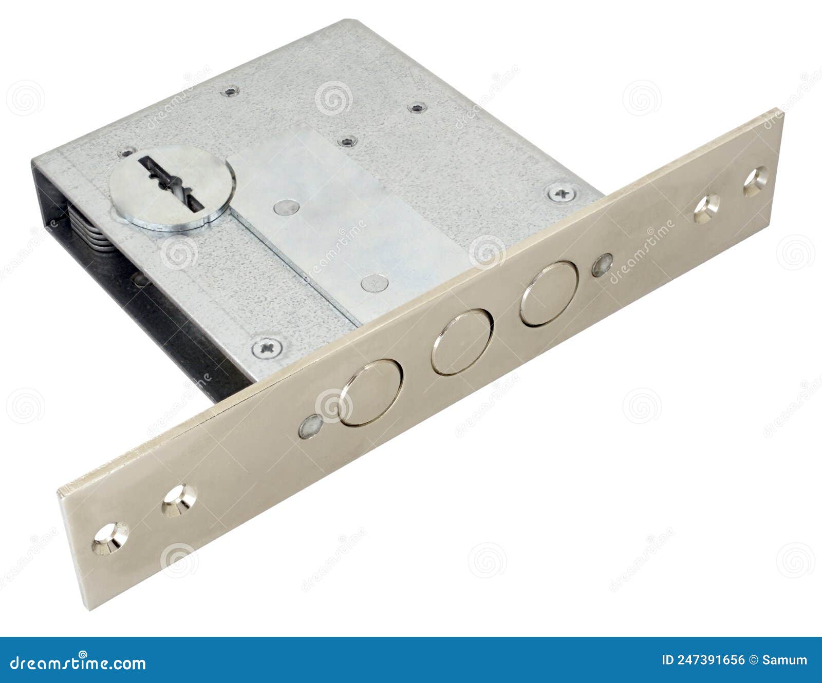 Metal lock on white stock photo. Image of steel, safety - 247391656