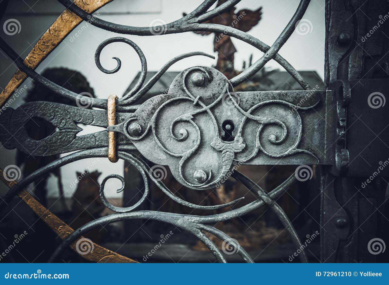 Metal Locked Gate Ornament Element Stock Photo - Image of ancient ...