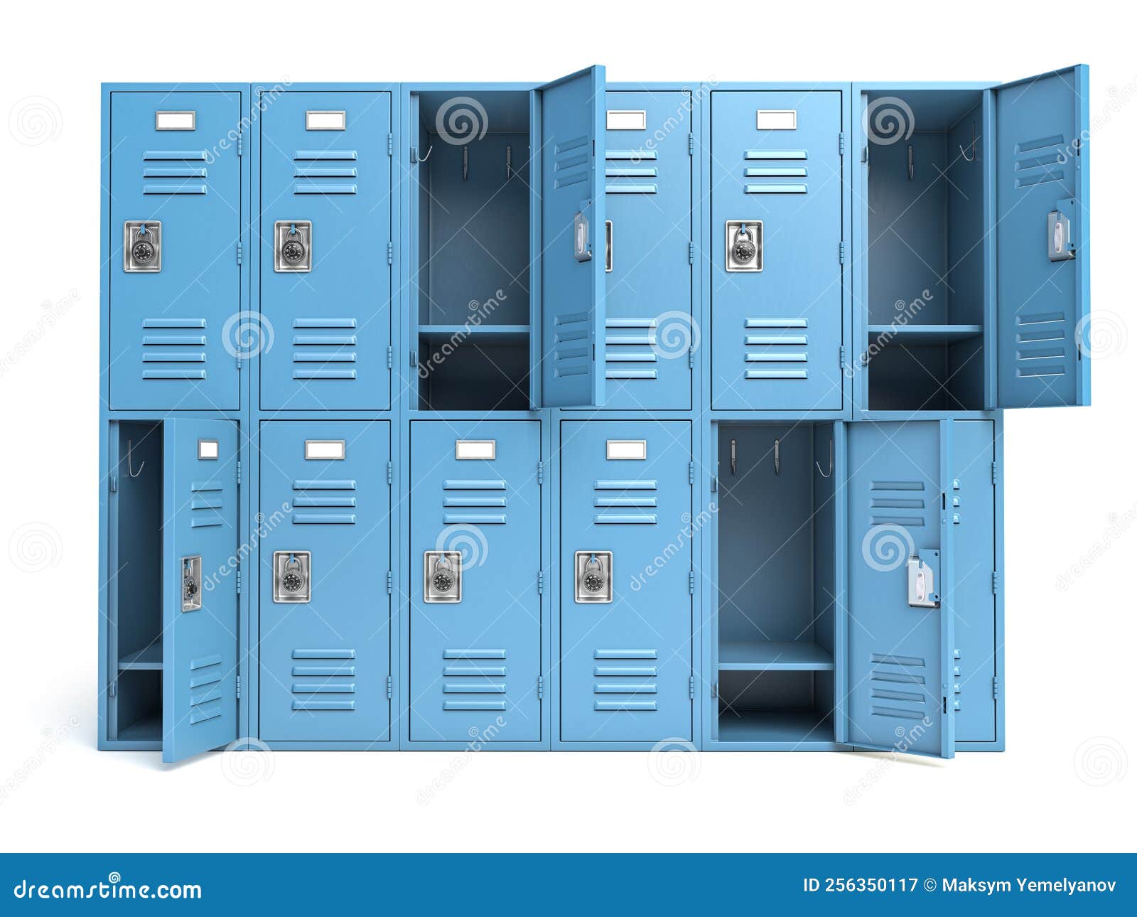 Metal Locker Box with Open Doors Isolated on White Stock Illustration ...