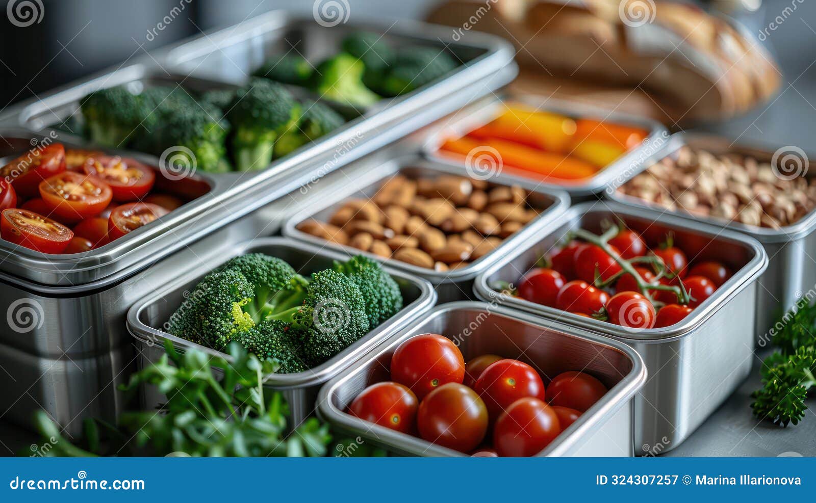 Metal Lunch Boxes on Buffet in Hotel Restaurant on Vacation or School ...