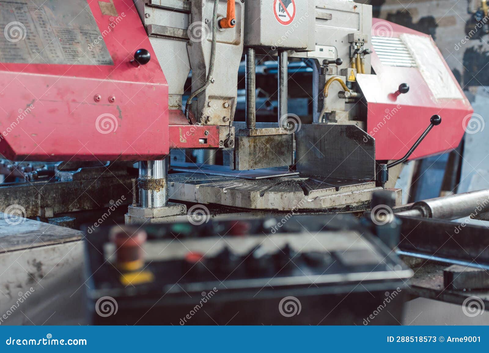 Metal Machine Saw in Workshop Stock Image - Image of precision, factory ...