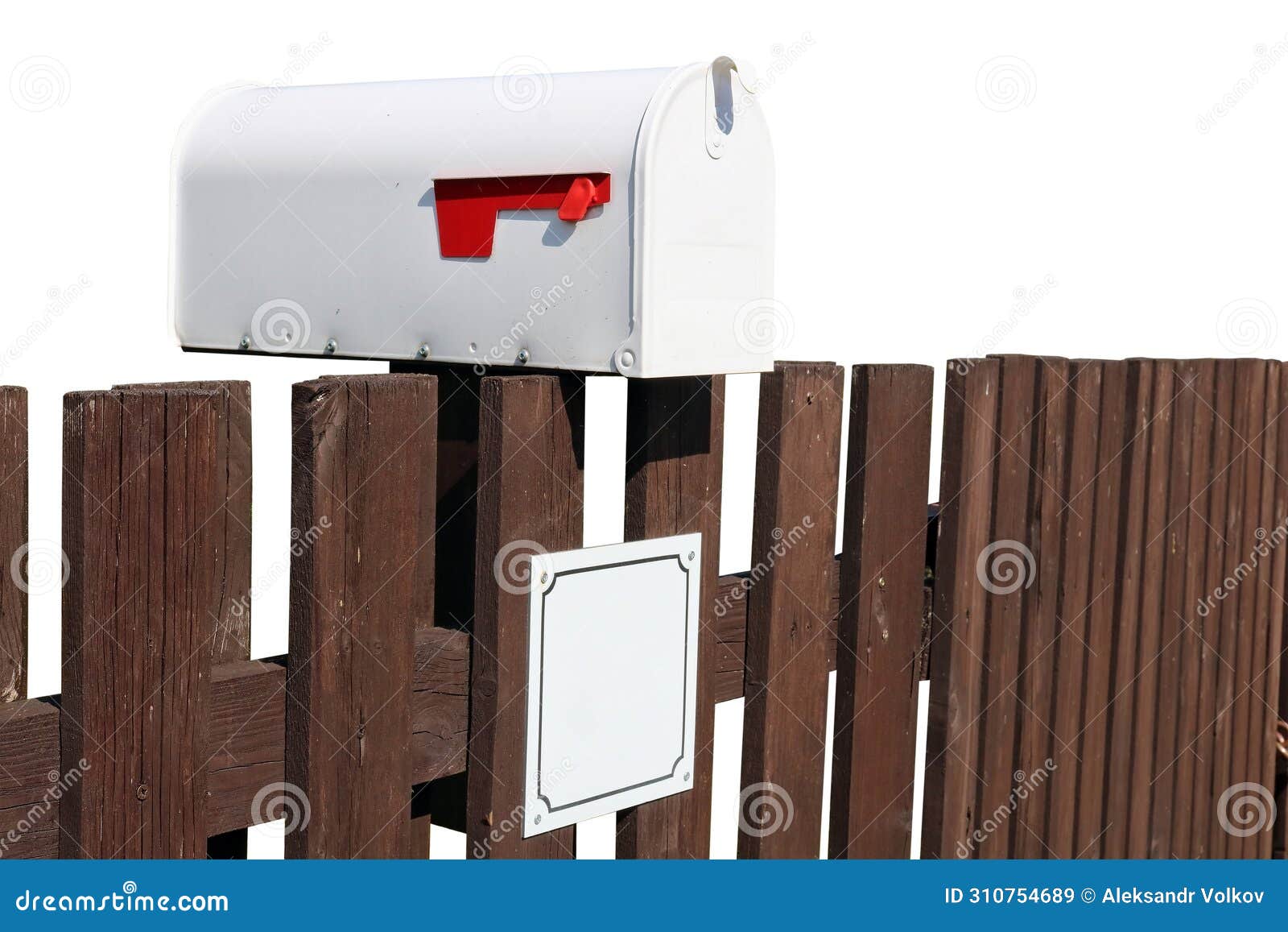 Metal Mailbox Mounted on a Rustic Fence Isolated Stock Image - Image of ...