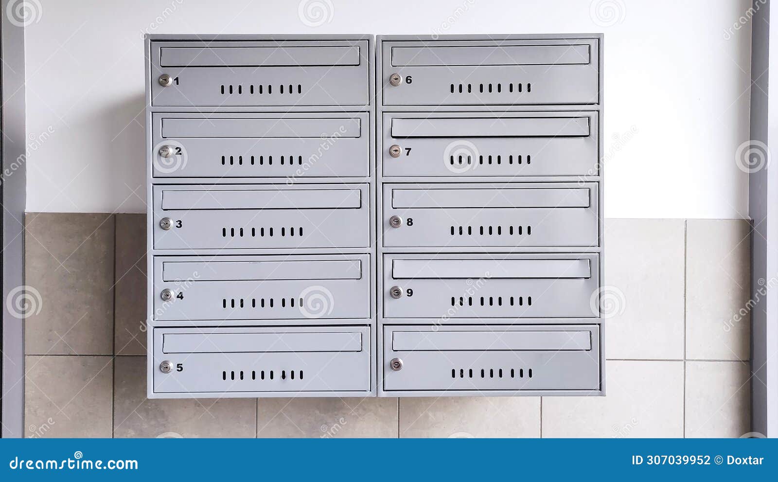 Metal Mailboxes in an Apartment Building Stock Photo - Image of slot ...