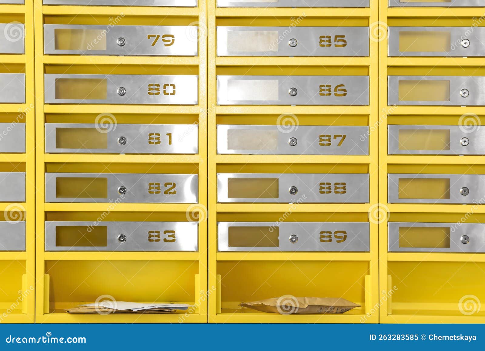 Metal Mailboxes with Keyholes, Numbers and Correspondence in Post ...
