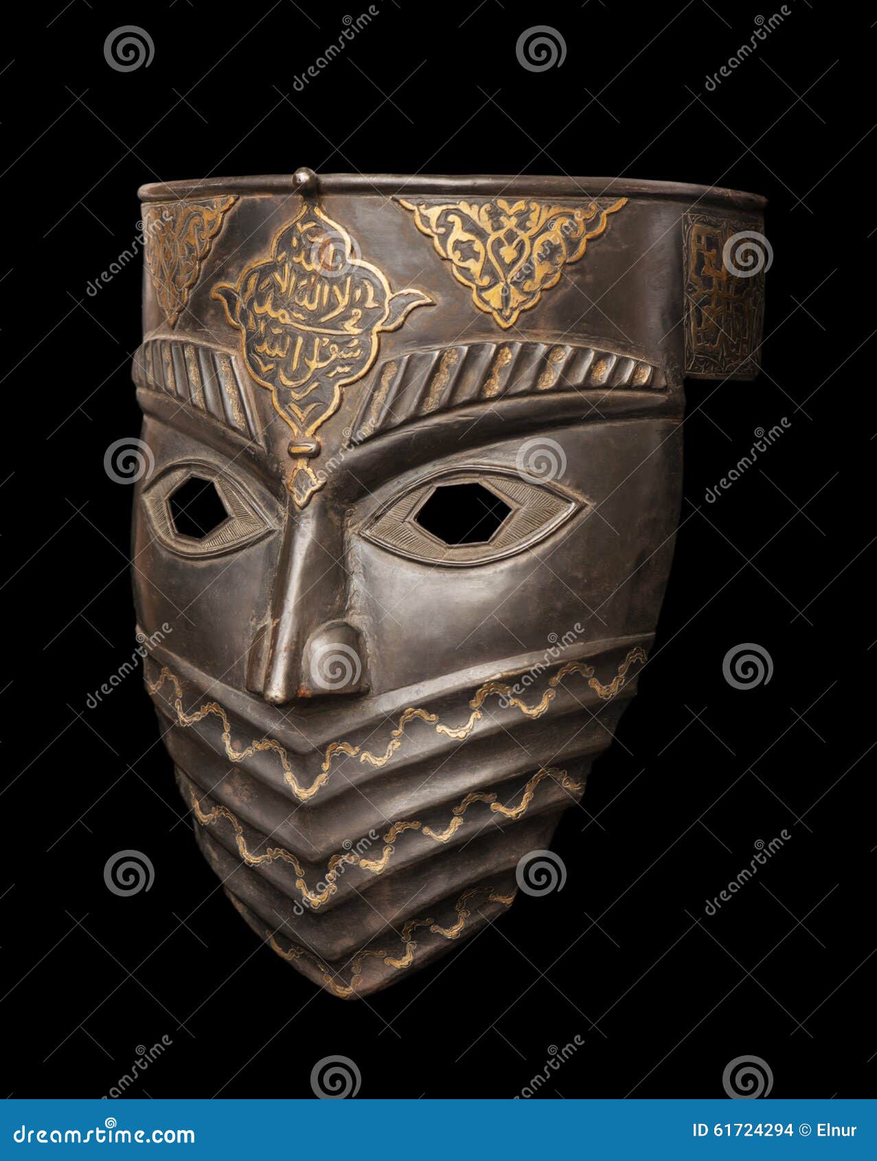 The Metal Mask Isolated on Black Stock Photo - Image of african ...