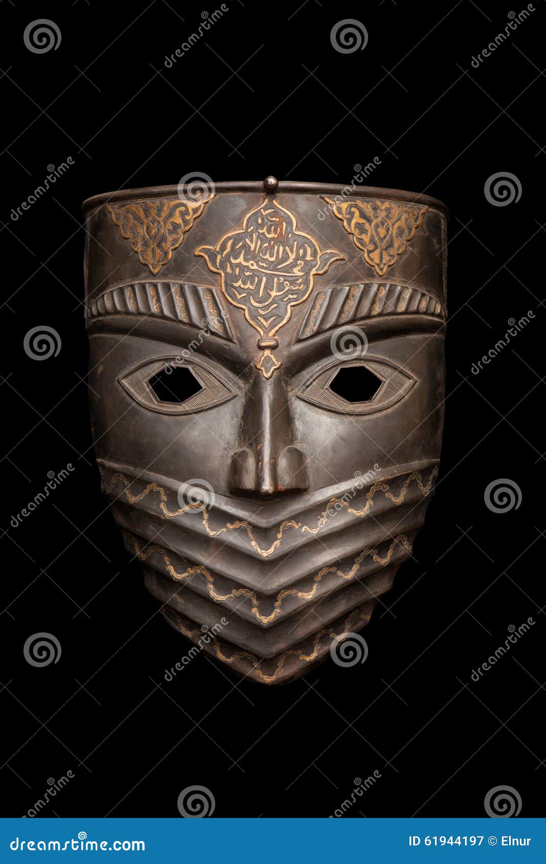 The Metal Mask Isolated on Black Stock Image - Image of primitive ...