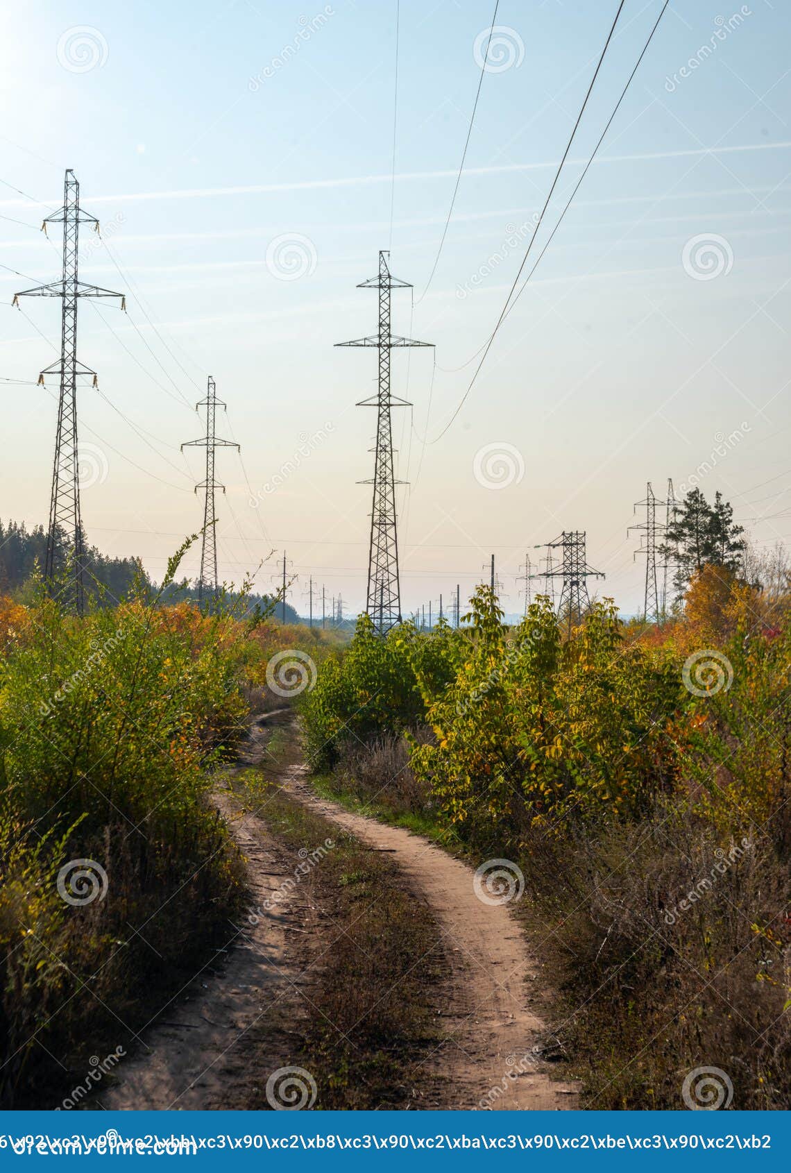 Metal Masts with Electric Wires Stock Photo - Image of network, high ...