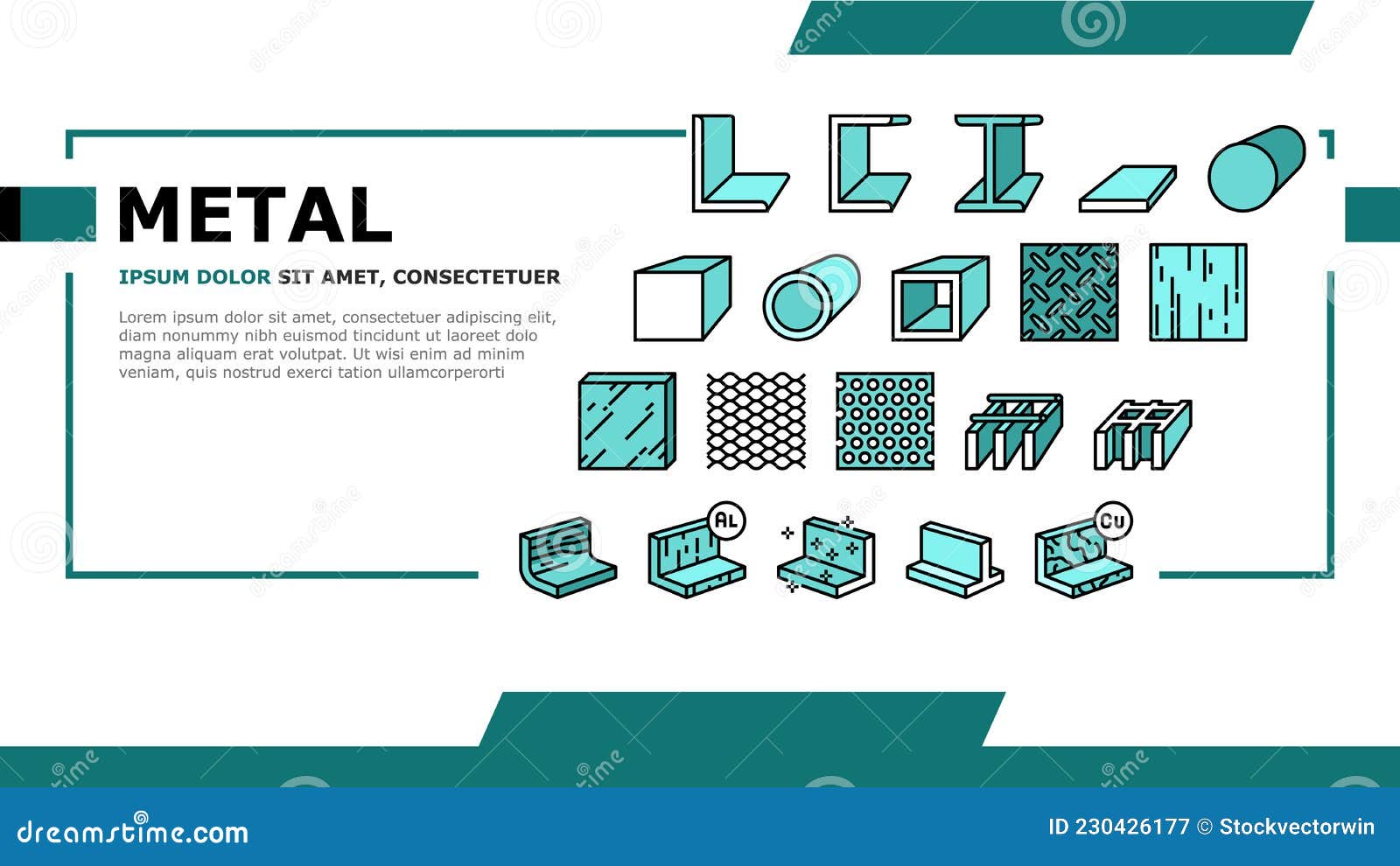 Metal Material Construction Beam Landing Header Vector Stock Vector ...