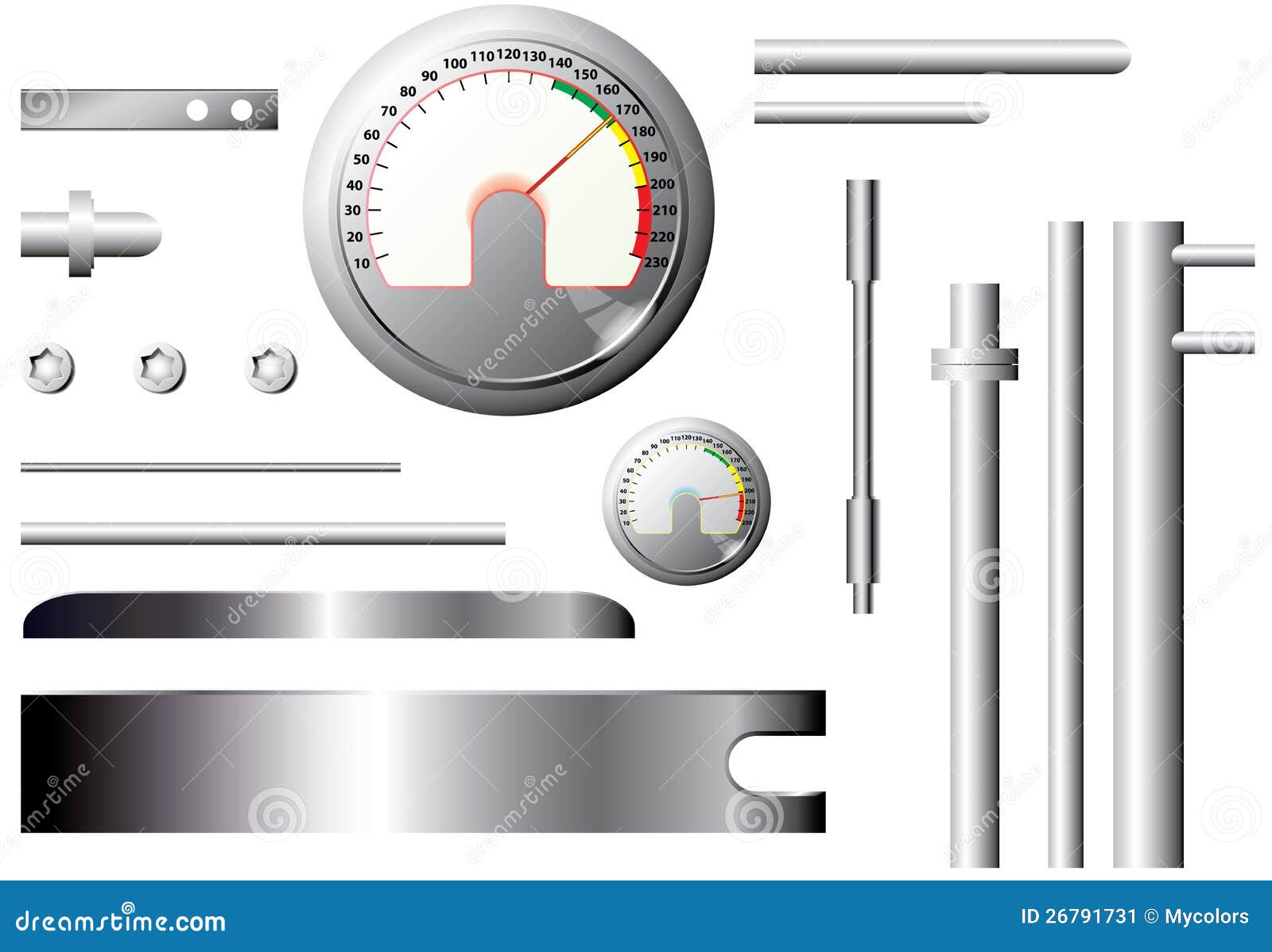 Metal Measuring Elements and Pipes - Set - Vector Stock Vector ...