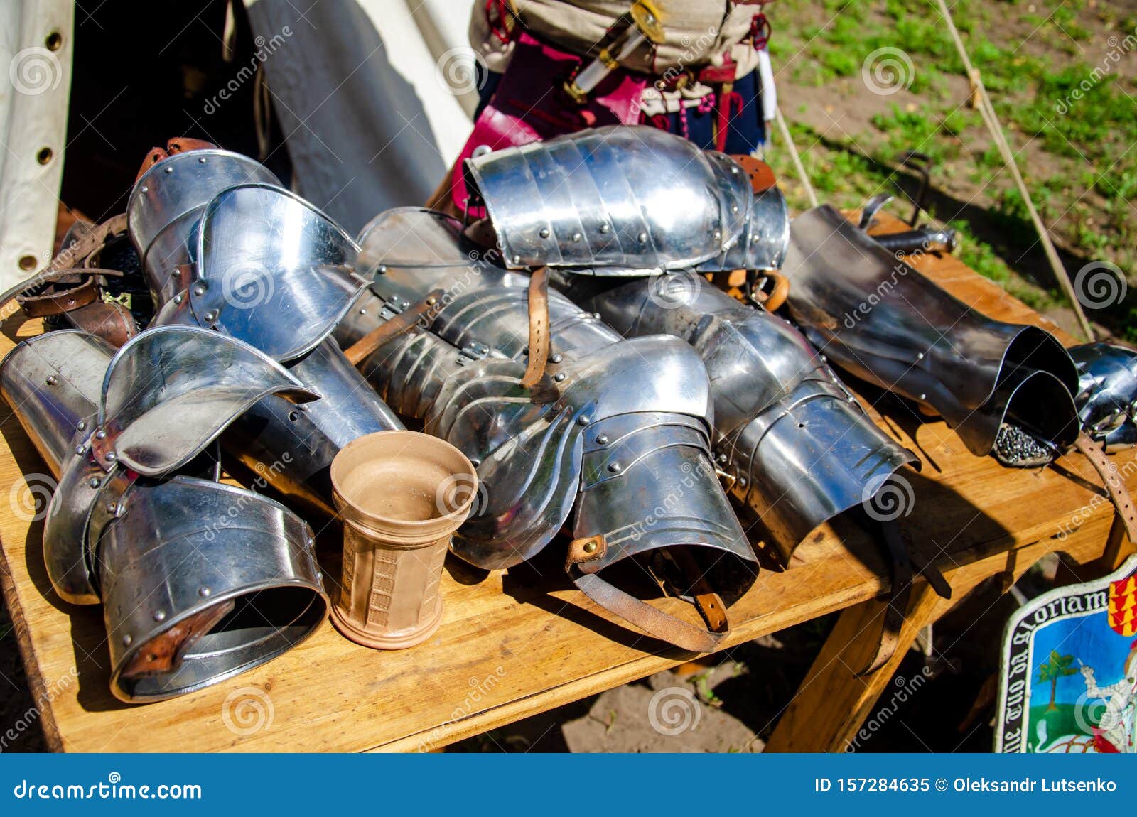 Metal Medieval Knight Armor Parts Stock Image - Image of hand, medieval ...