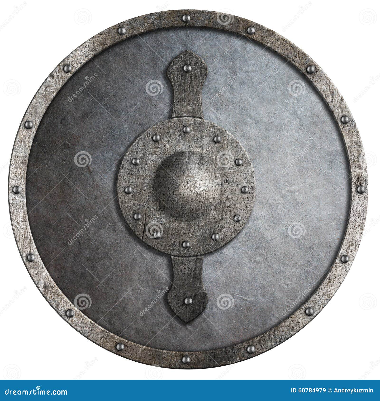 Metal Medieval Round Shield Illustration Isolated Stock Image - Image ...
