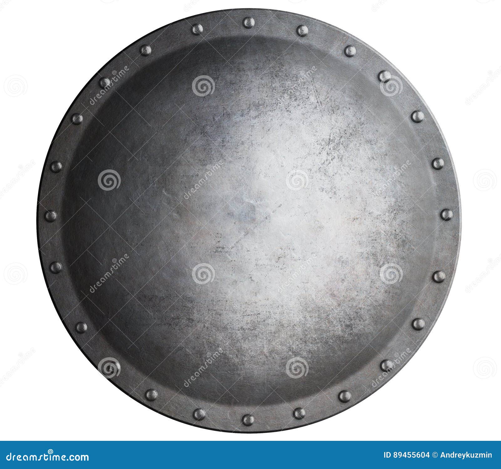 Metal Medieval Round Shield Isolated on White 3d Illustration Stock ...