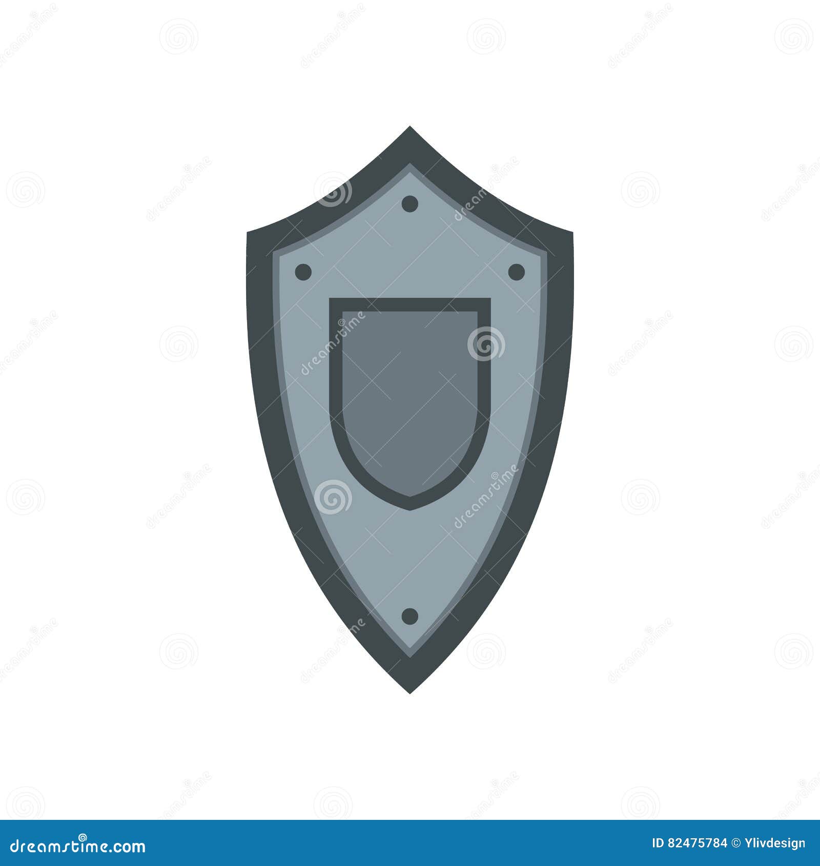 Metal Medieval Shield Icon, Flat Style Stock Vector - Illustration of ...