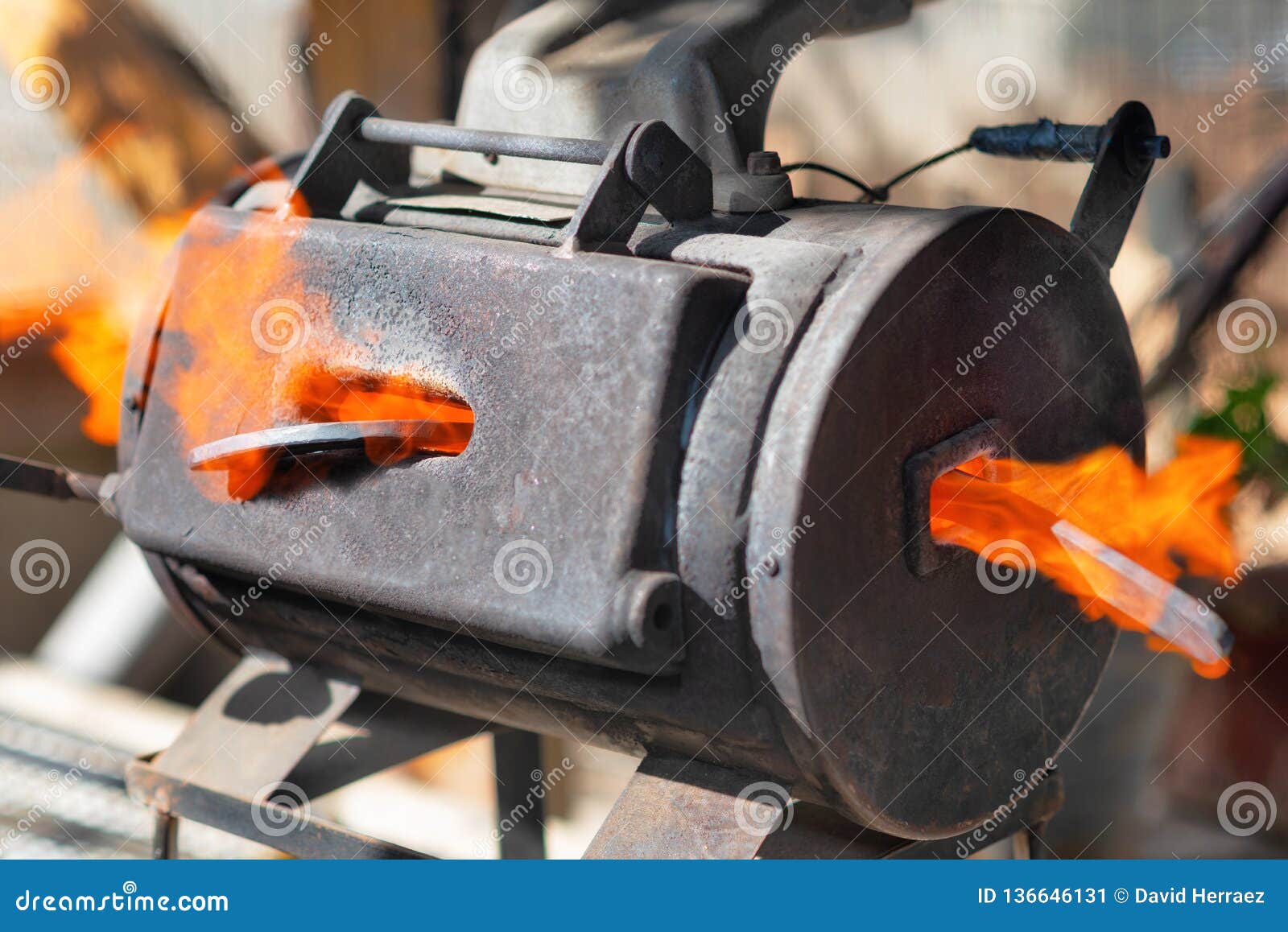 Metal Melting in a Small Portable Forge. Stock Image - Image of craft ...