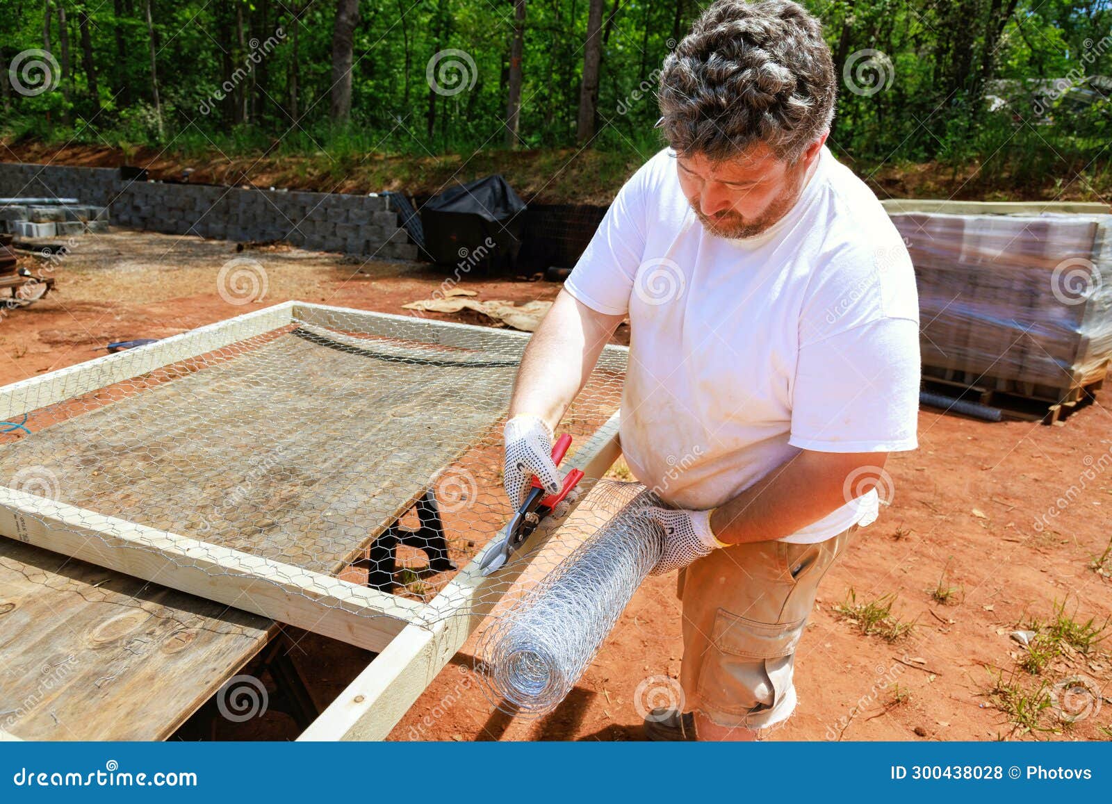 Metal Mesh is Cut Using Scissors for Metal by a Worker Stock Photo ...