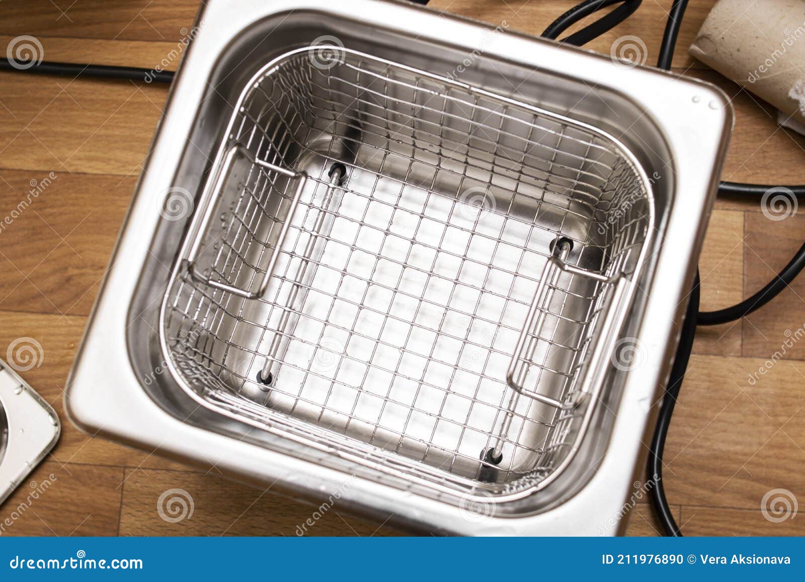 Metal Mesh in Deep Fryer, Top View Stock Photo - Image of equipment ...