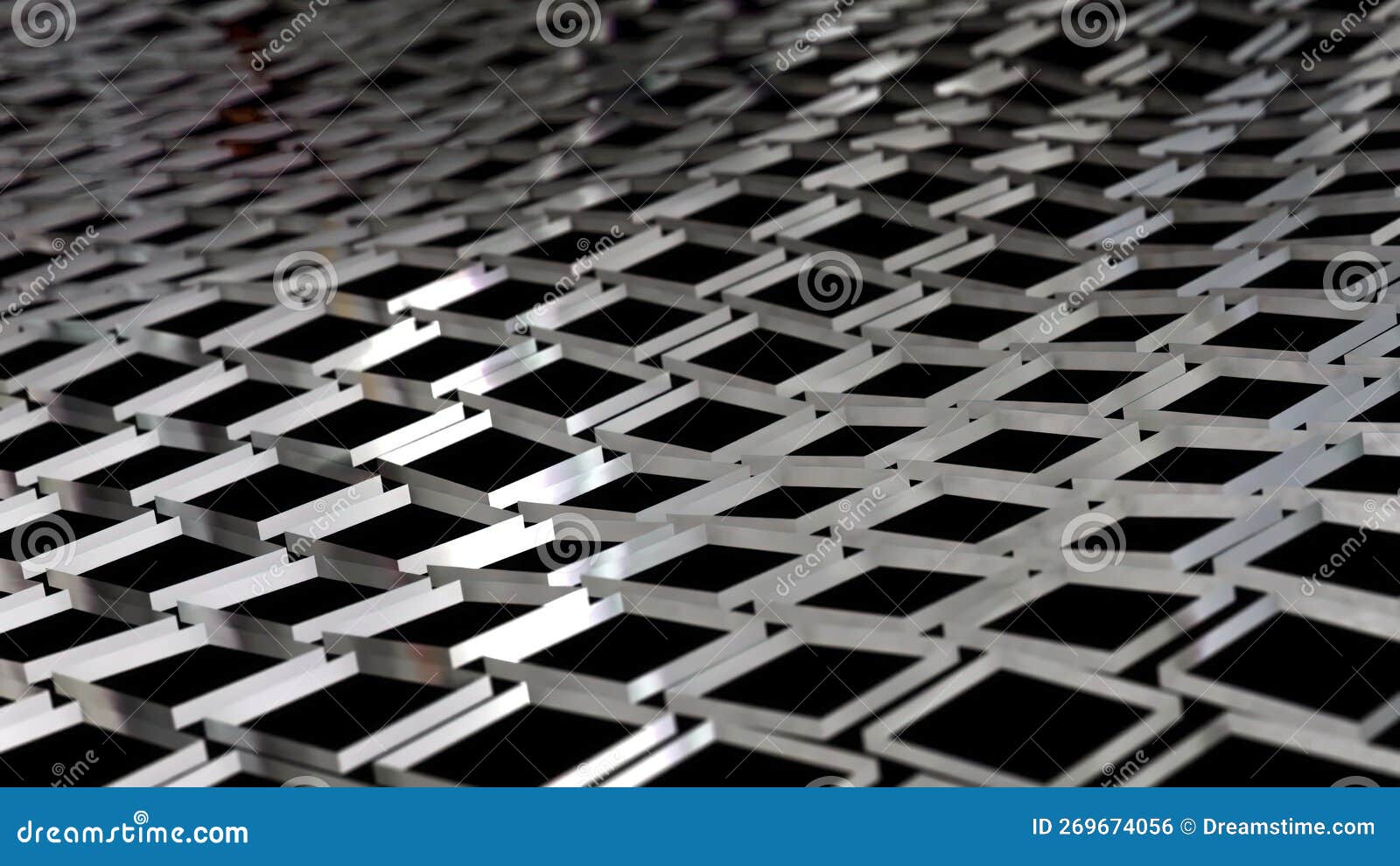 Metal Mesh Floating in Waves in Space, Abstract Background, Endless ...