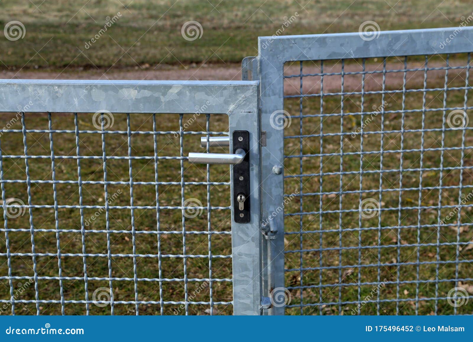 Metal Mesh Gate with Internal Lock and Handle Stock Photo - Image of ...