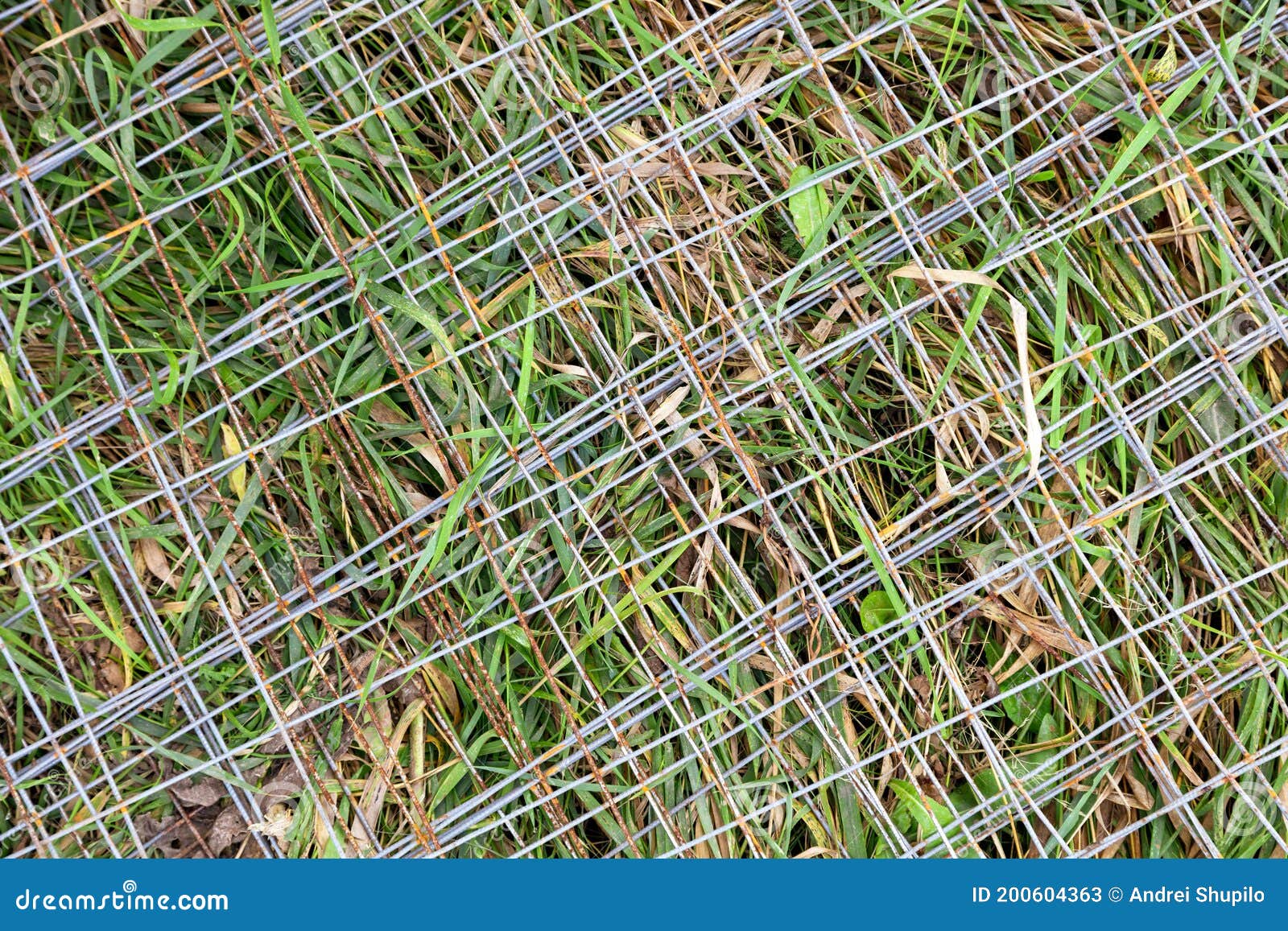 Metal Mesh on the Grass As a Background Stock Image - Image of fence ...