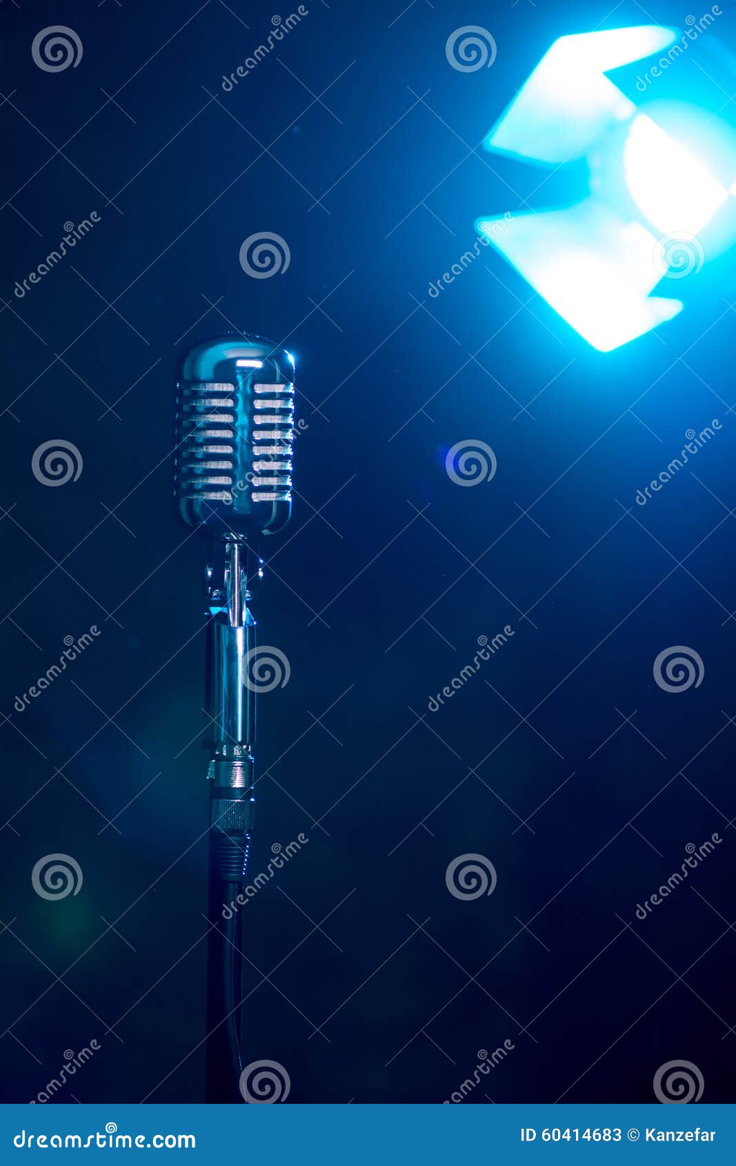 Metal Microphone on a Blue Background. Stock Image - Image of concert ...