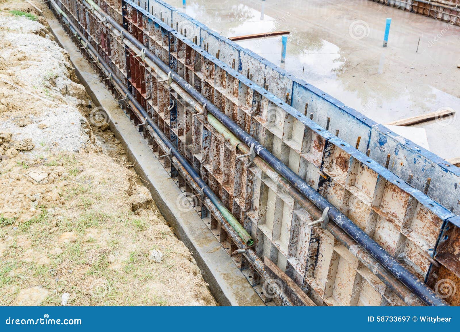 Metal Mold for Cement Construction Stock Image - Image of ground ...