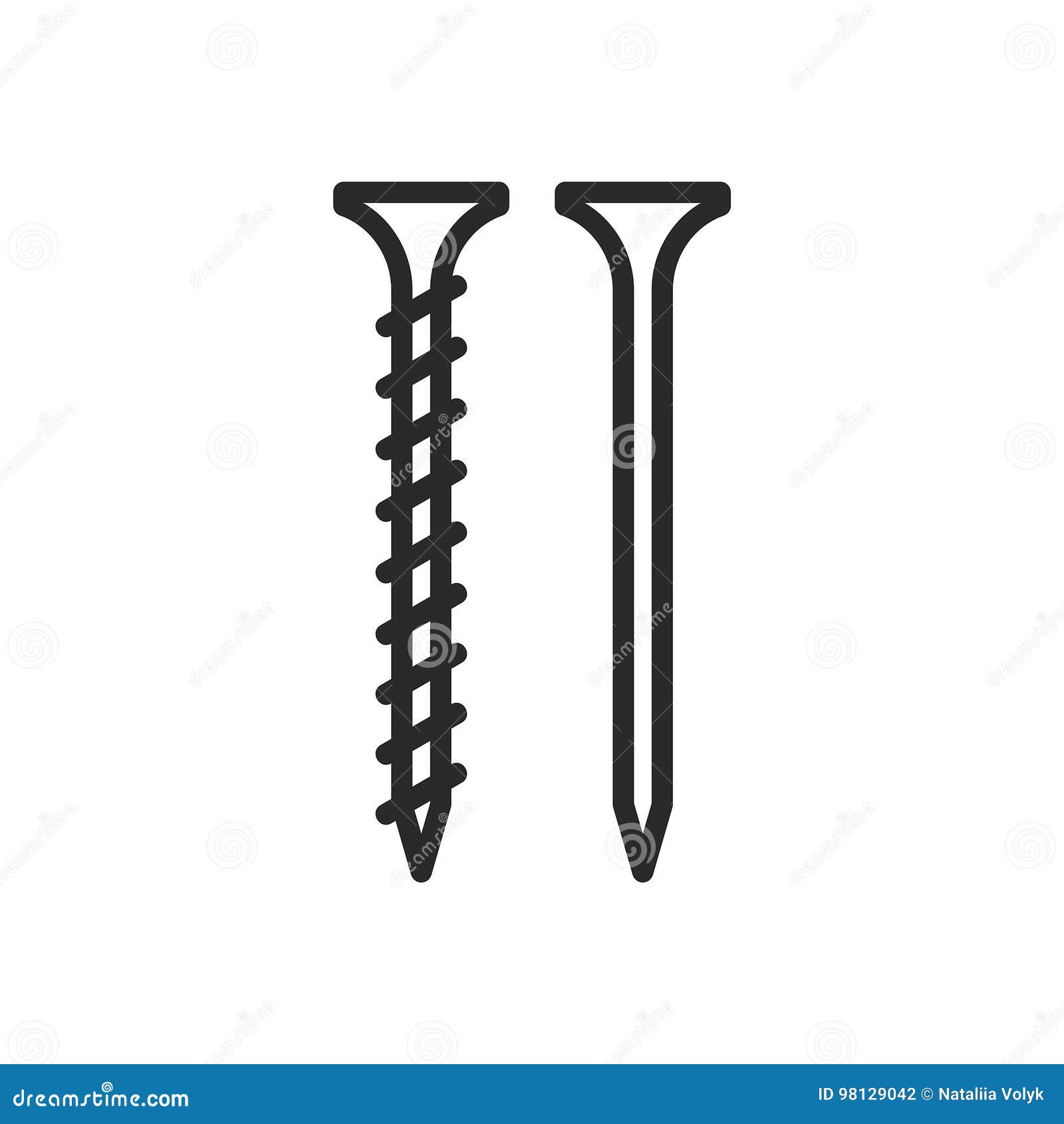 Metal nail, icon stock vector. Illustration of gavel - 98129042