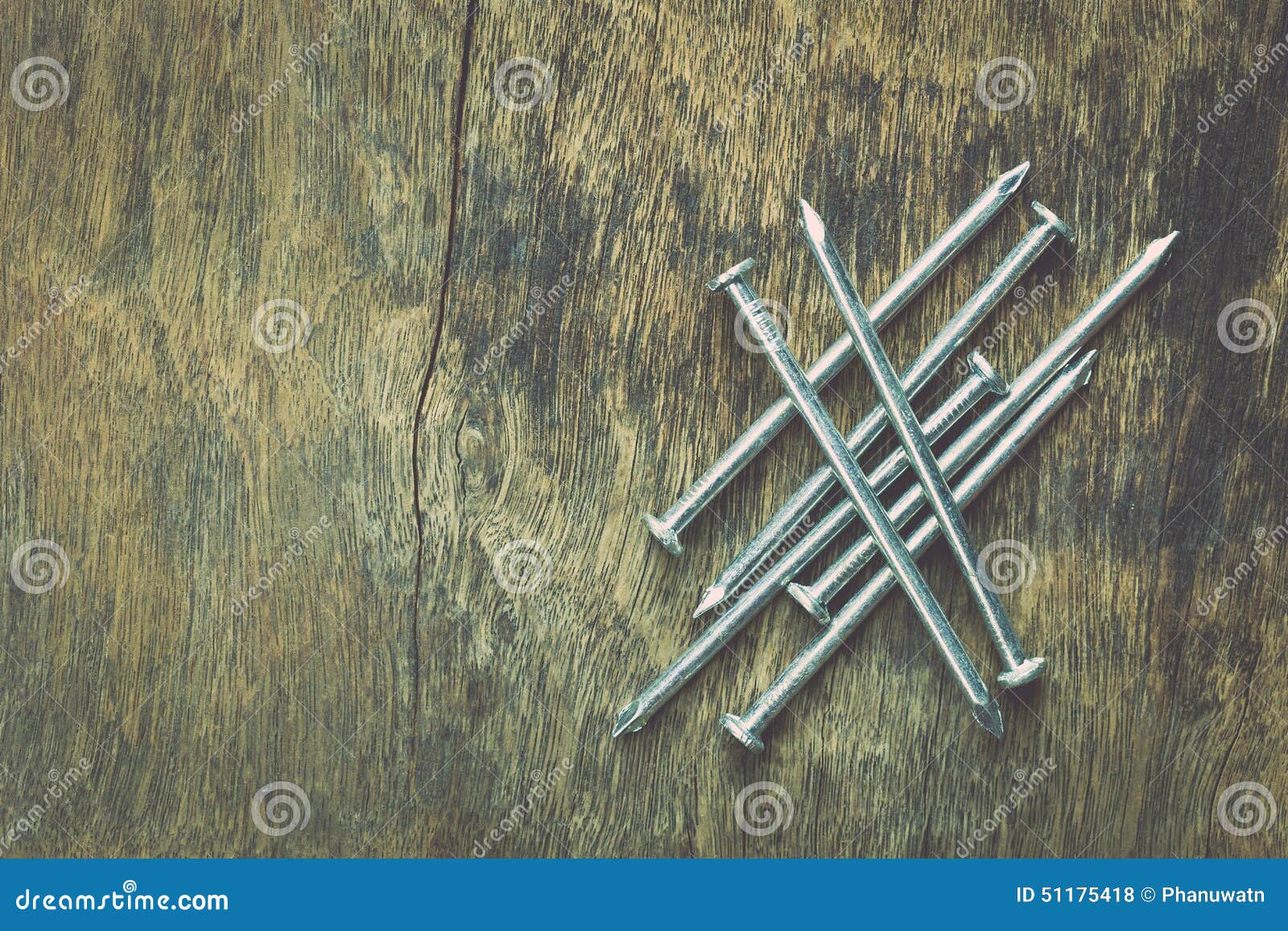 Metal nail on wood stock photo. Image of fence, hardware - 51175418