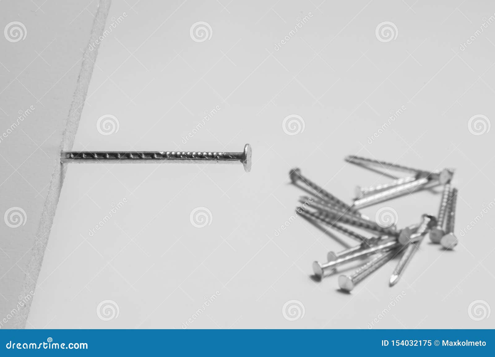 Metal Nails Isolated on White Background. Working Tools Stock Image ...