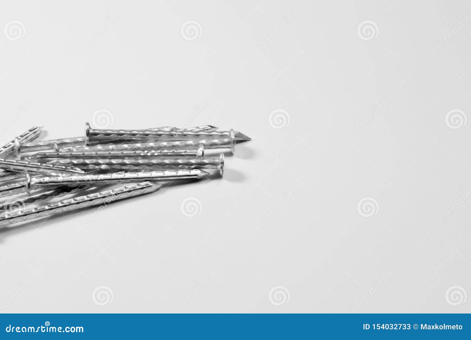Metal Nails on White Background. Working Tools Stock Image - Image of ...