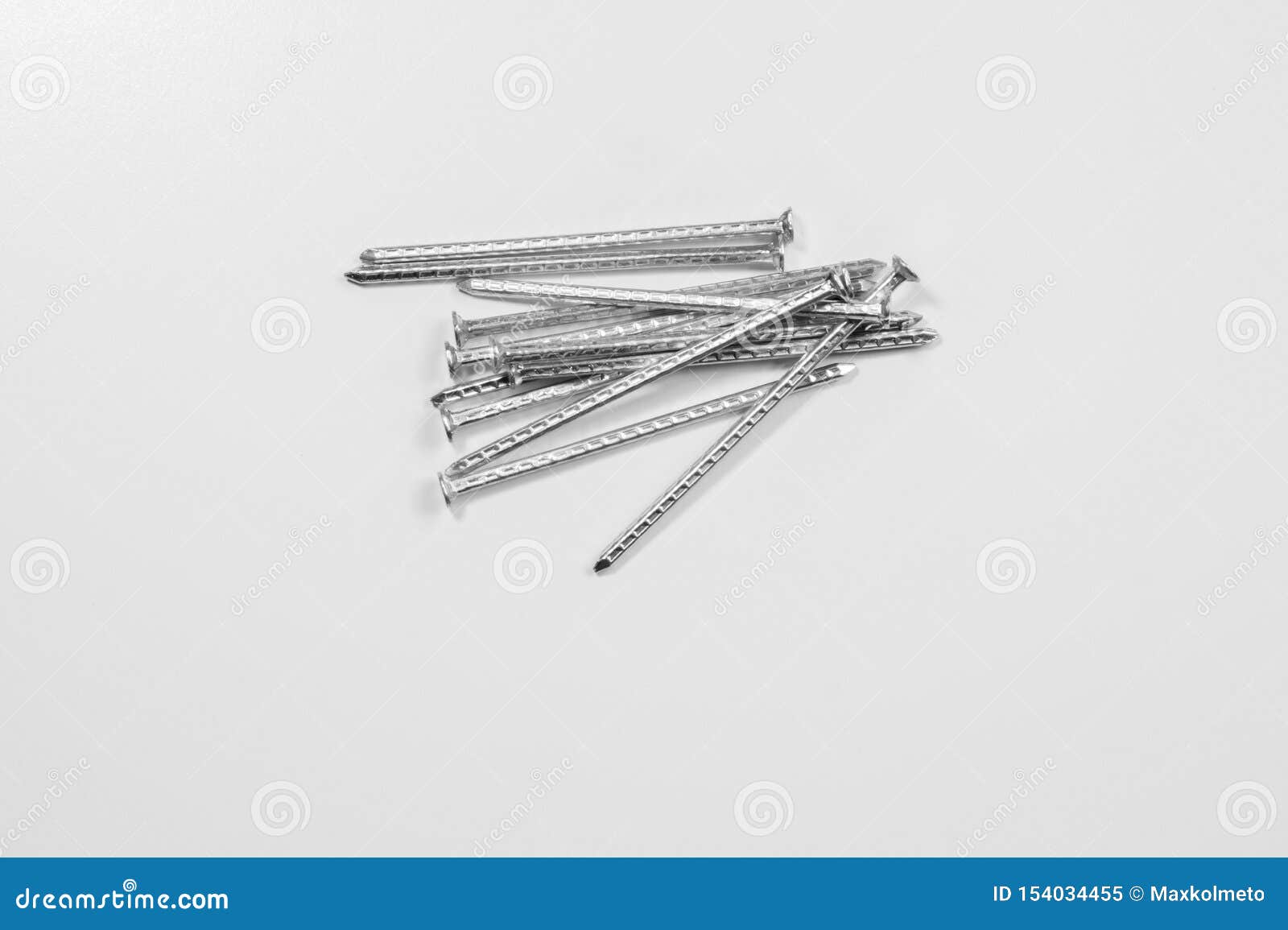 Metal Nails Isolated on White Background. Working Tools Stock Image ...