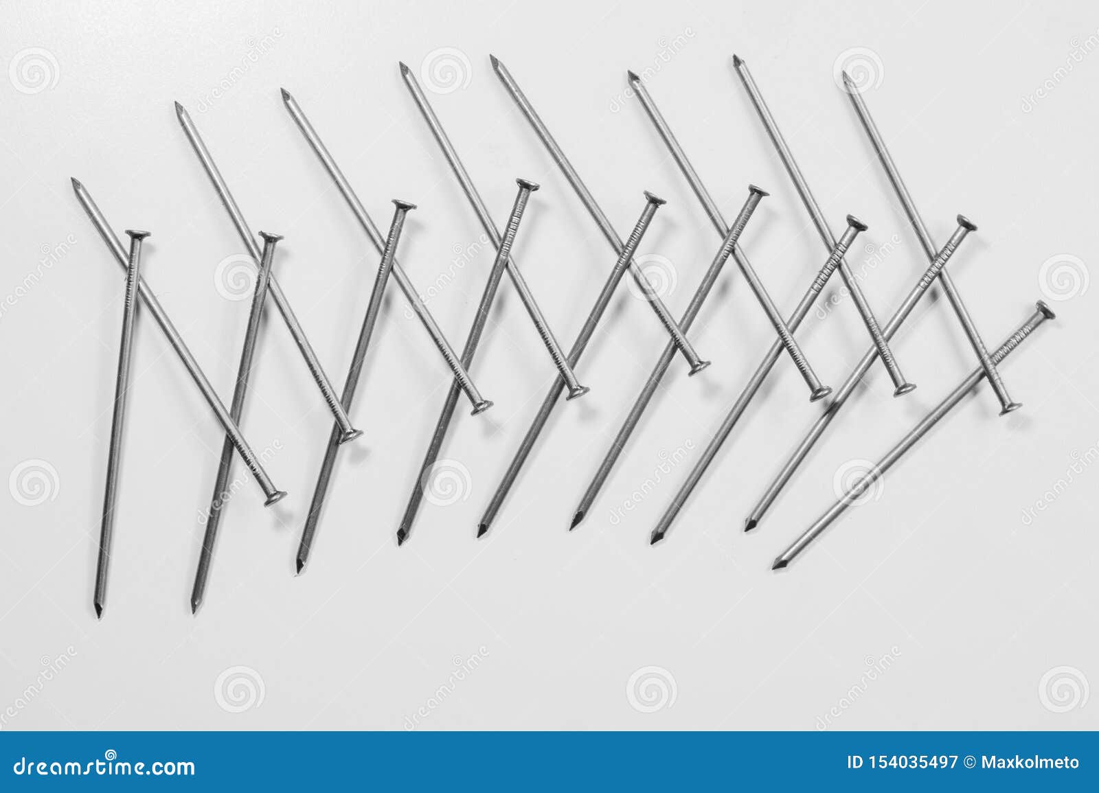 Metal Nails Isolated on White Background. Working Tools Stock Image ...