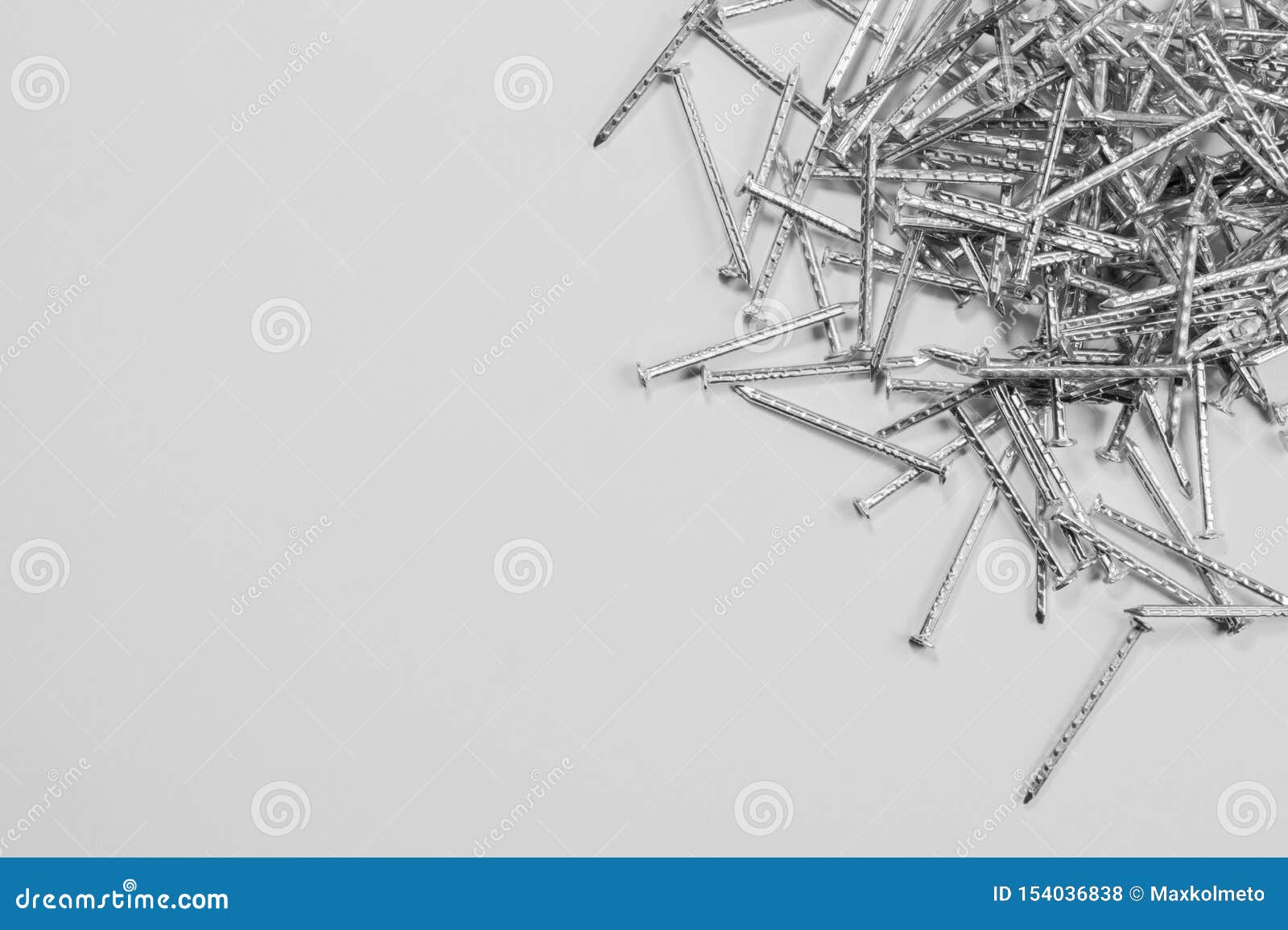Metal Nails Isolated on White Background. Working Tools Stock Photo ...