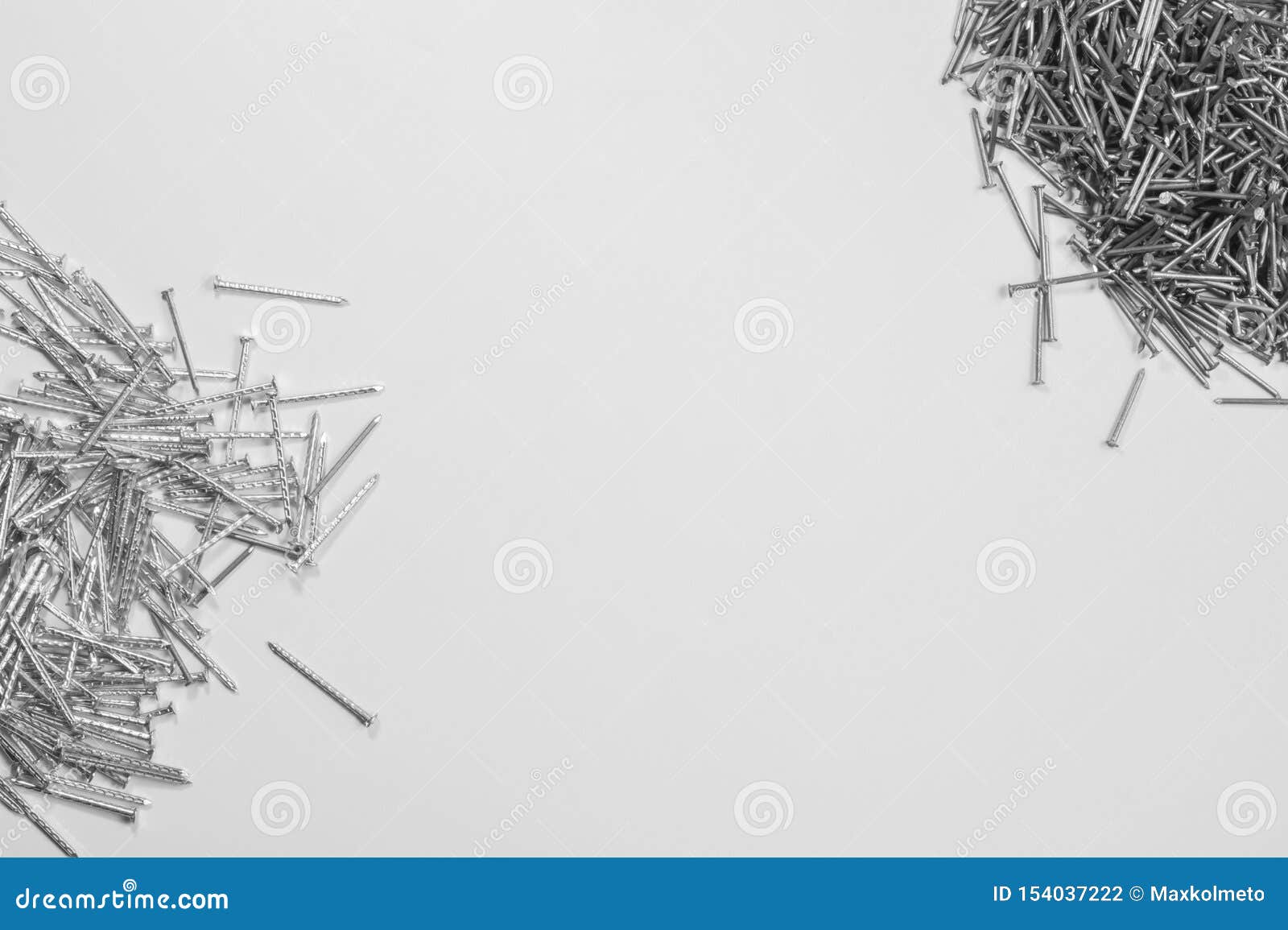 Metal Nails Isolated on White Background. Working Tools Stock Photo ...